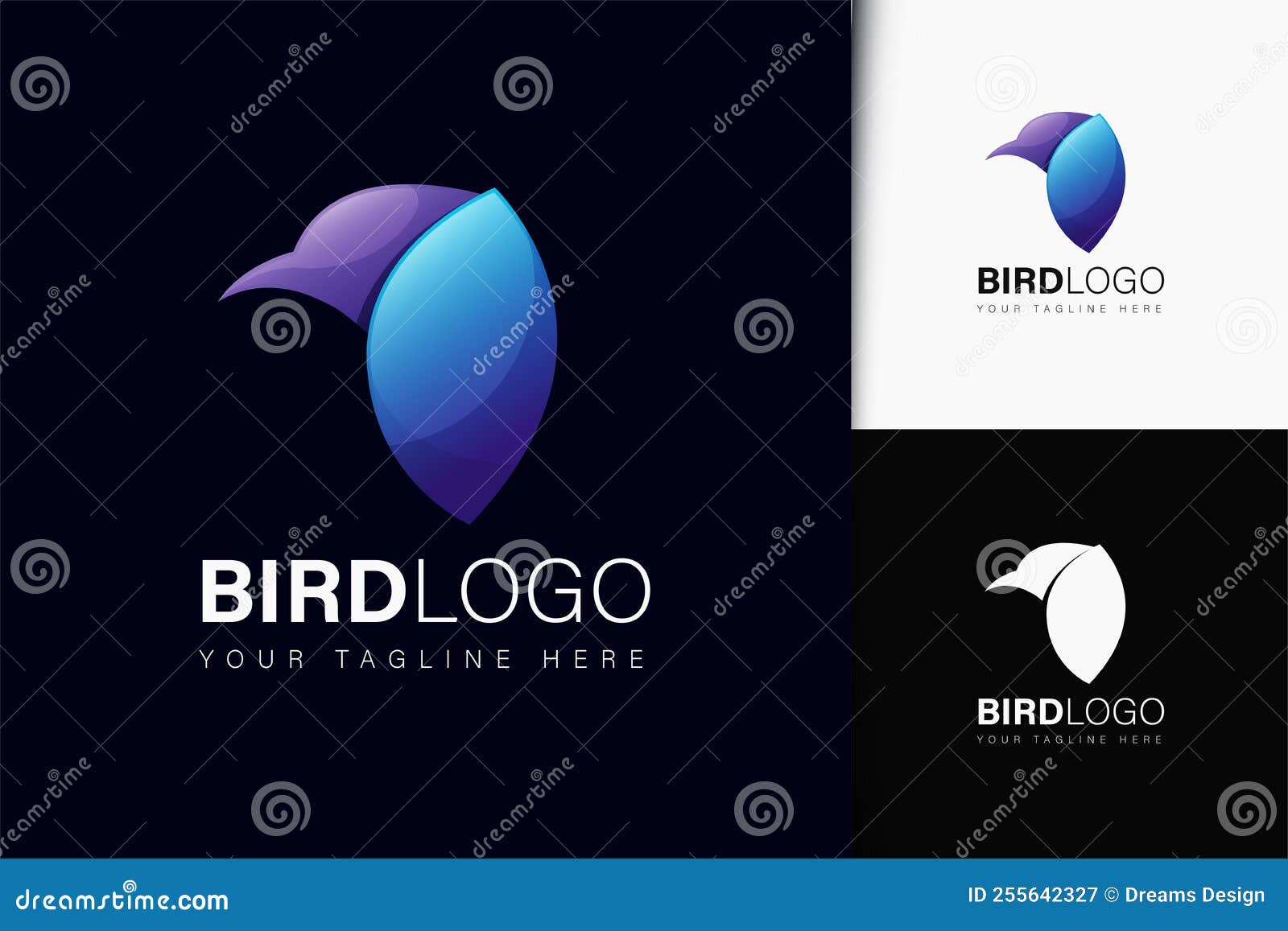 Bird Logo Design with Gradient Stock Vector - Illustration of sign ...