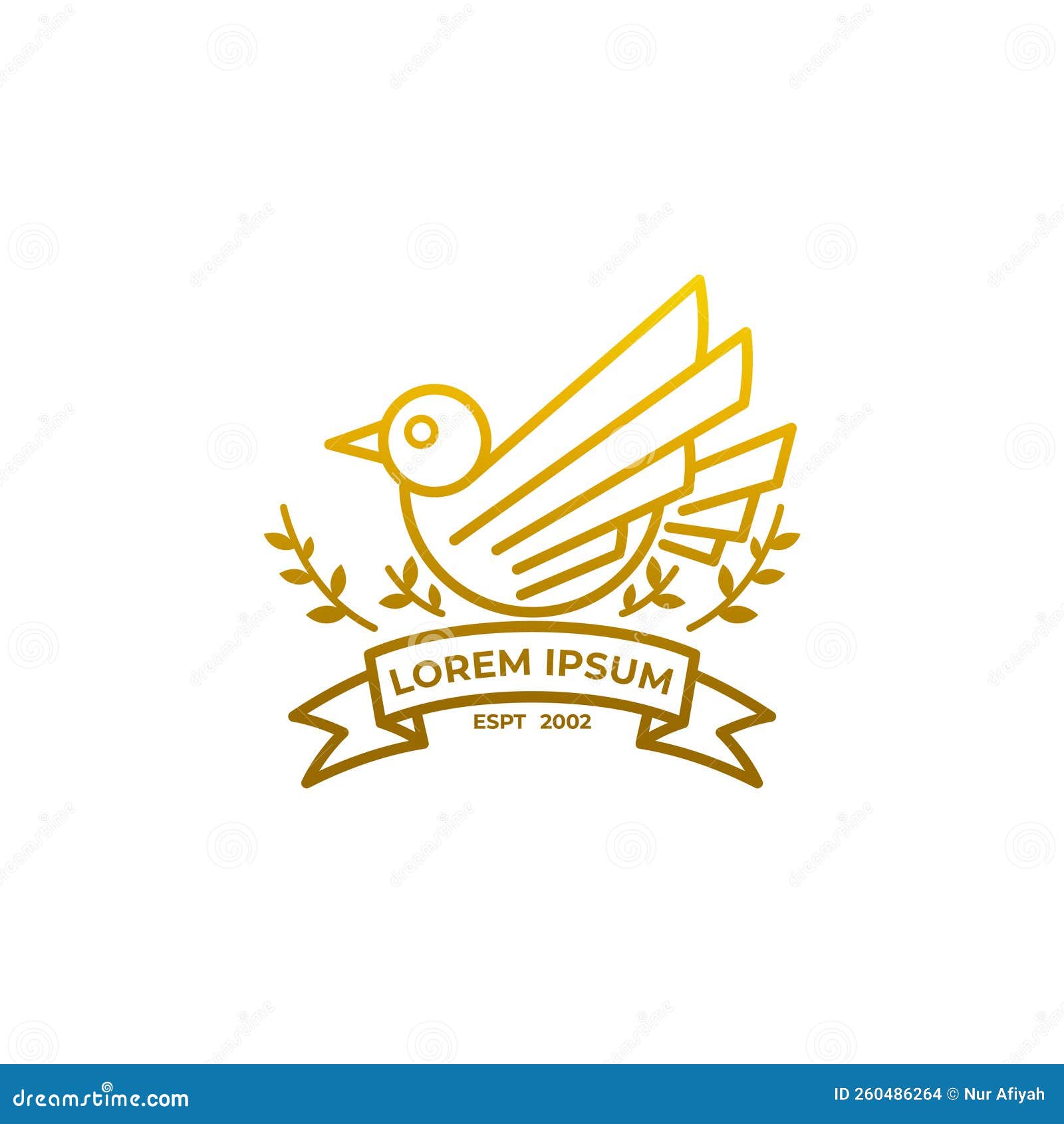 Bird Logo with Simple Design Vector, Gold Color Stock Illustration ...