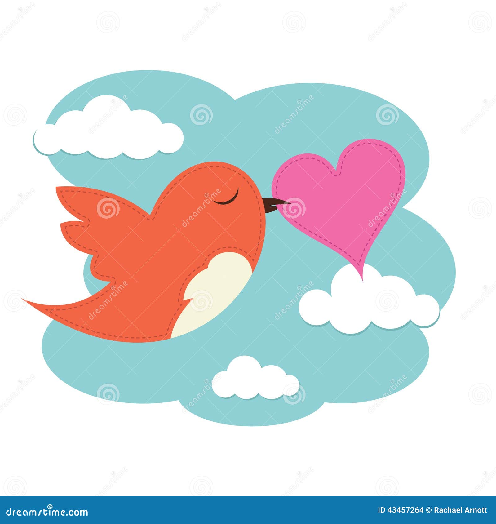 Bird with love heart stock vector. Illustration of wing - 43457264