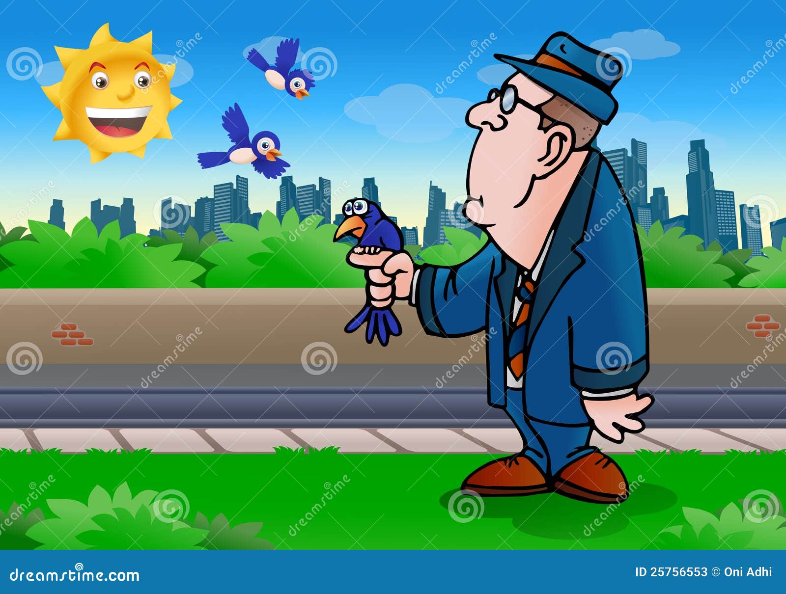 Bird Lovers Training His Birds Stock Illustration - Illustration of ...