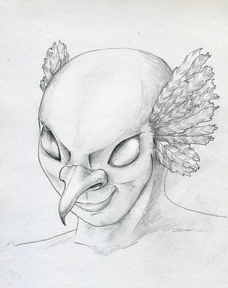Bird - man face sketch stock illustration. Illustration of animal - 9130103