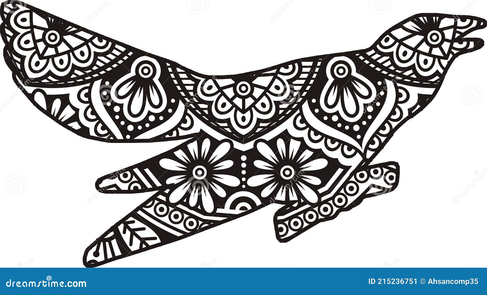 Bird Mandala Vector Line Art Style Stock Illustration - Illustration of ...