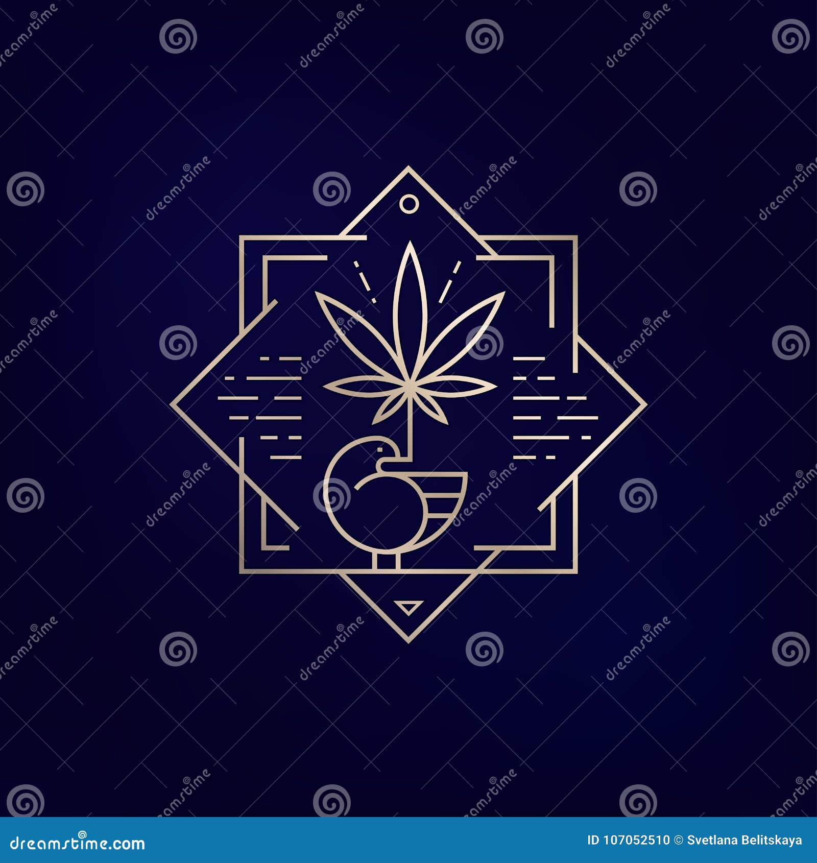 Bird with Marijuana Leaf Emblem Stock Illustration - Illustration of ...