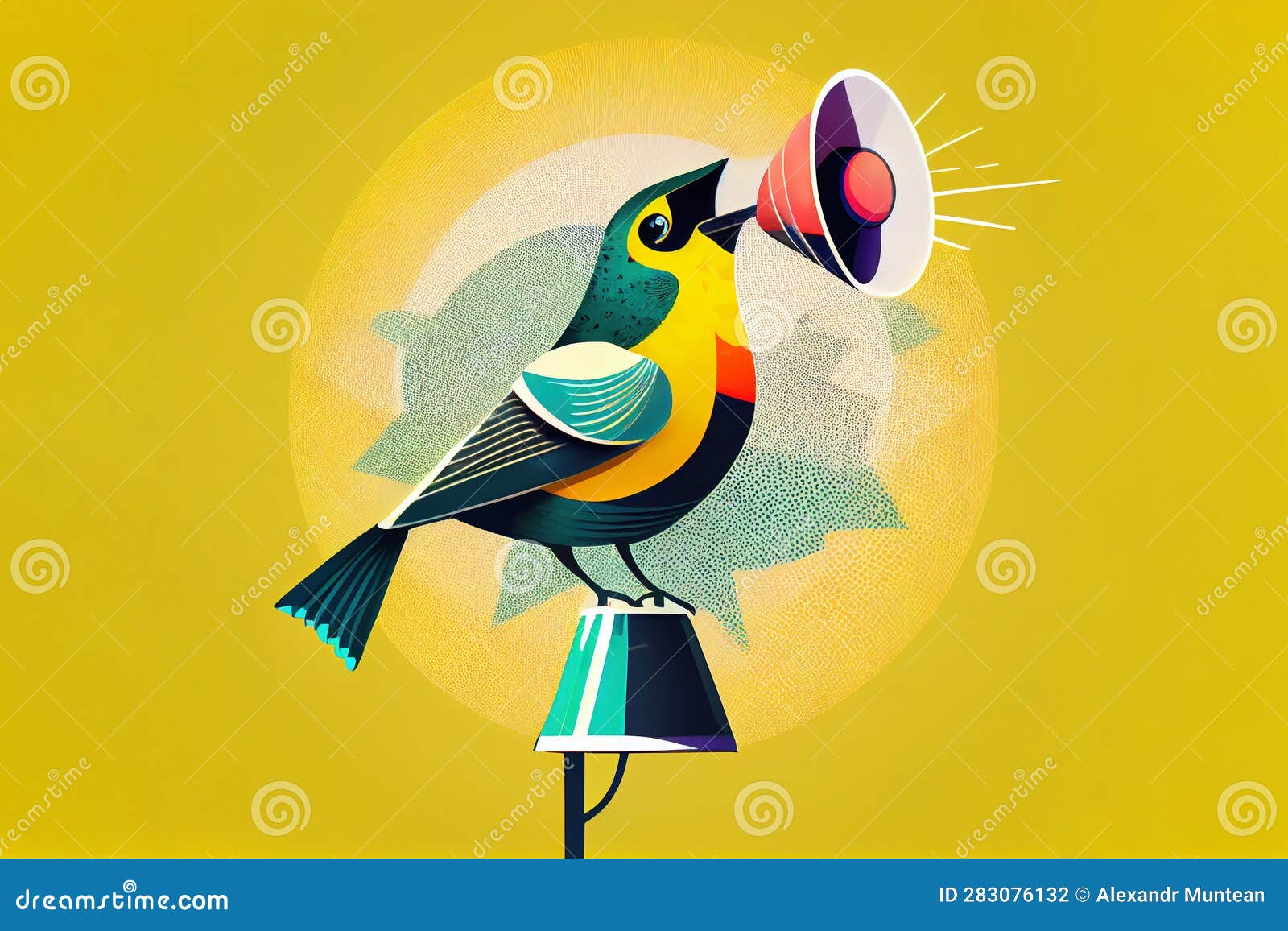 Bird with Megaphone, Announcement Concept. Stock Photo - Image of ...
