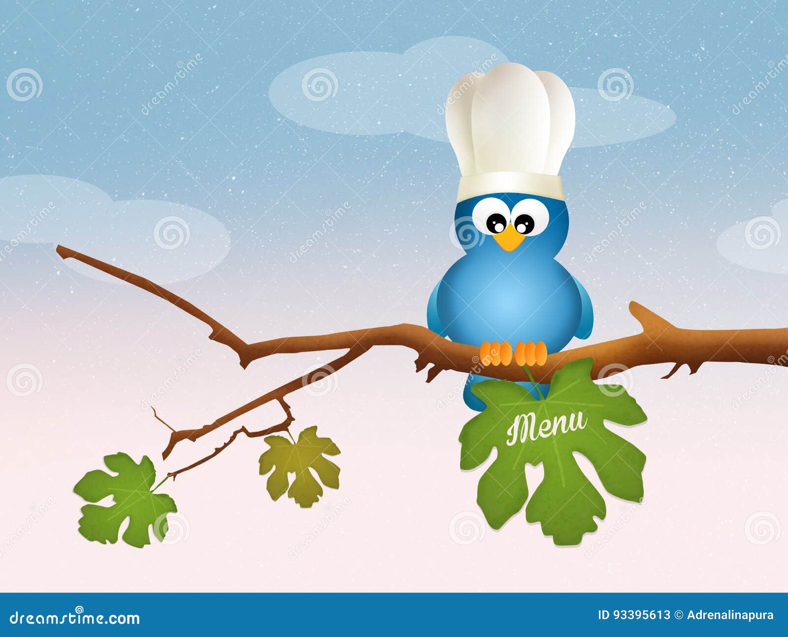 Bird with menu on the leaf stock illustration. Illustration of menu ...