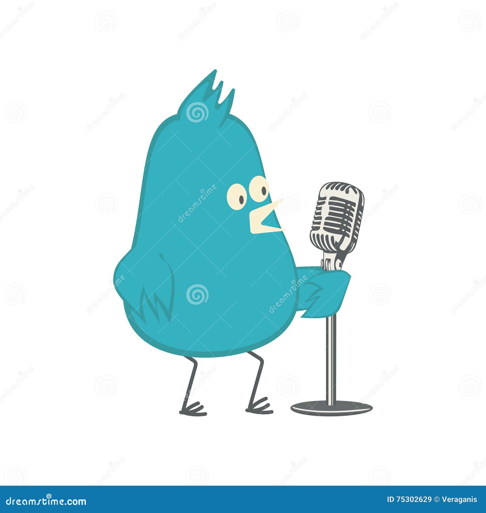 Bird with a Microphone on Stage. Stock Vector - Illustration of audio ...