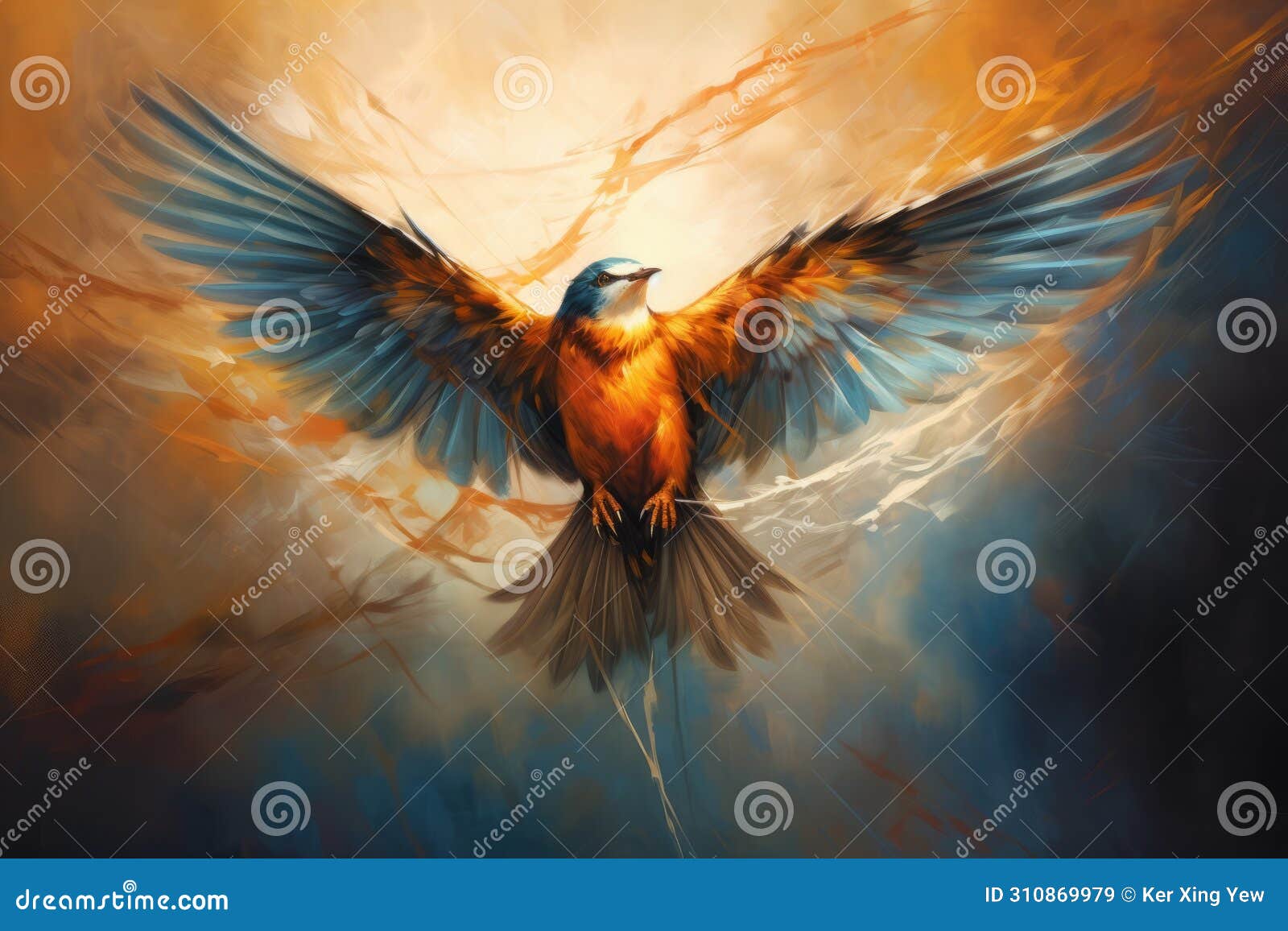 Bird in Mid-air, a Symbol of Freedom and Liberty Stock Illustration ...