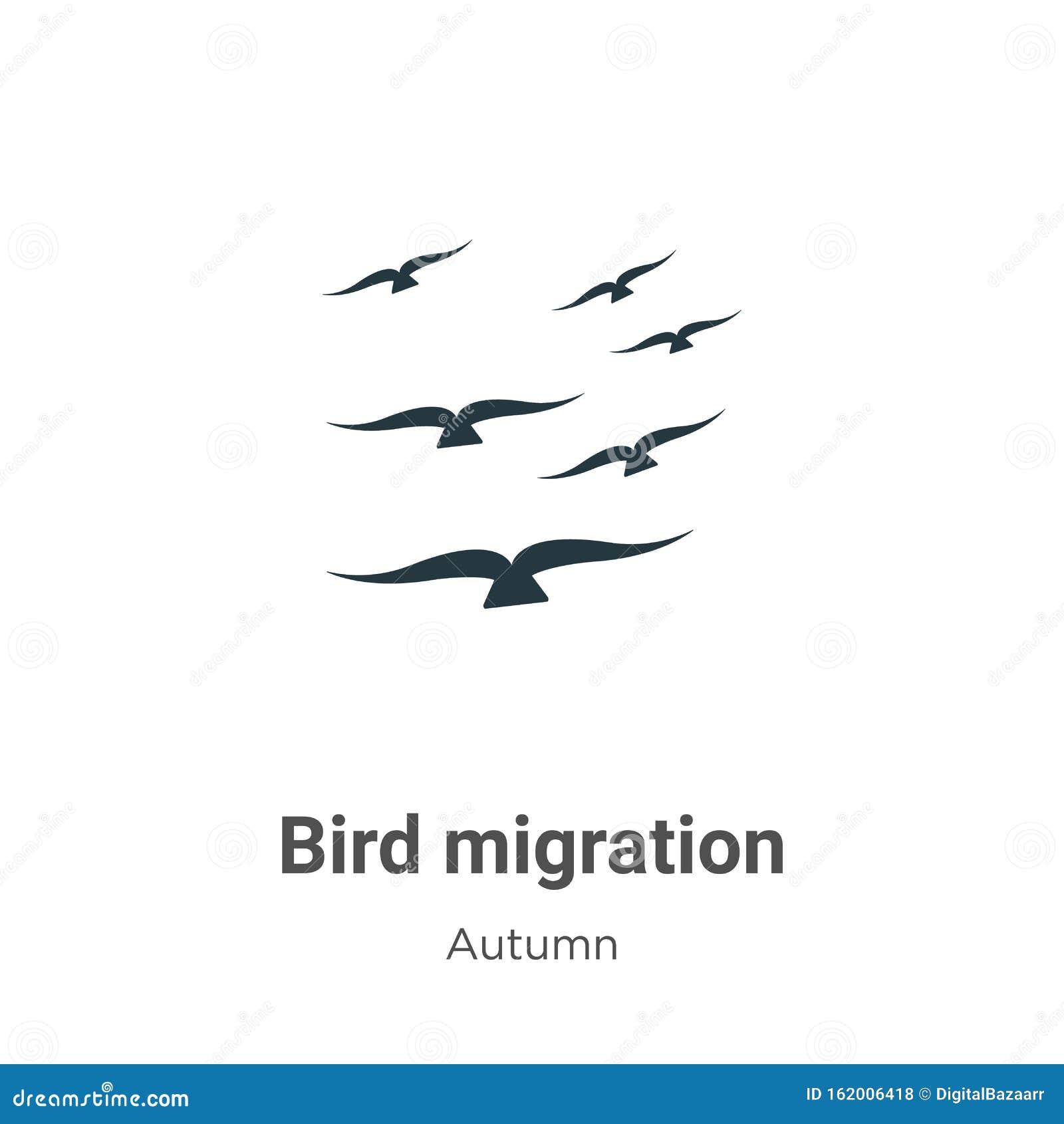 Bird Migration Vector Icon On White Background. Flat Vector Bird ...