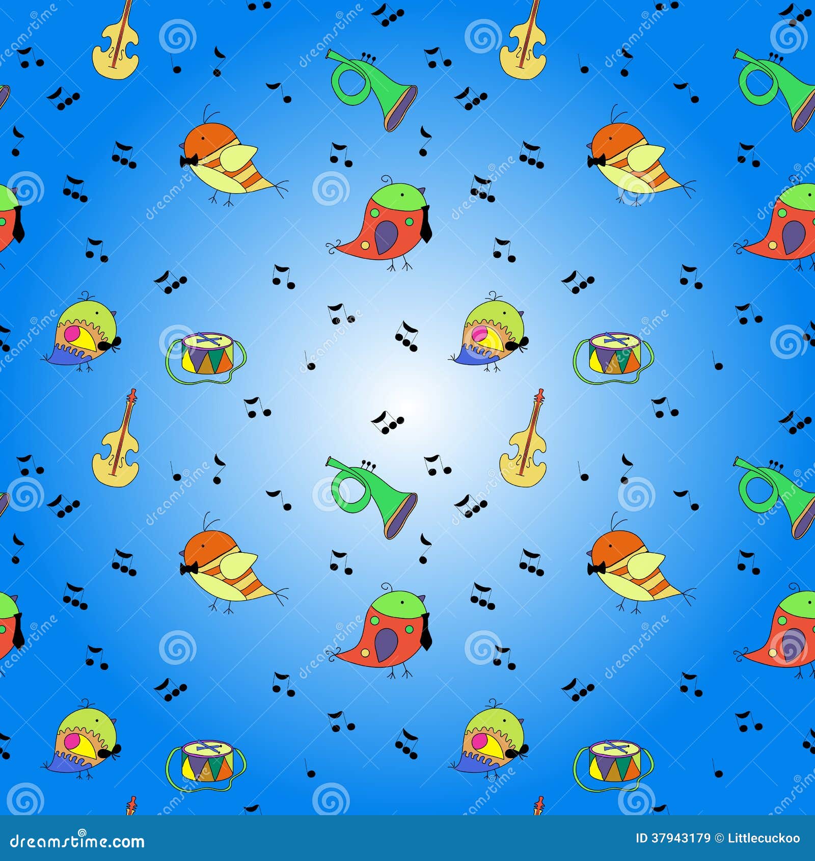 Bird, Musical Instrument, Note Stock Vector - Illustration of blue ...