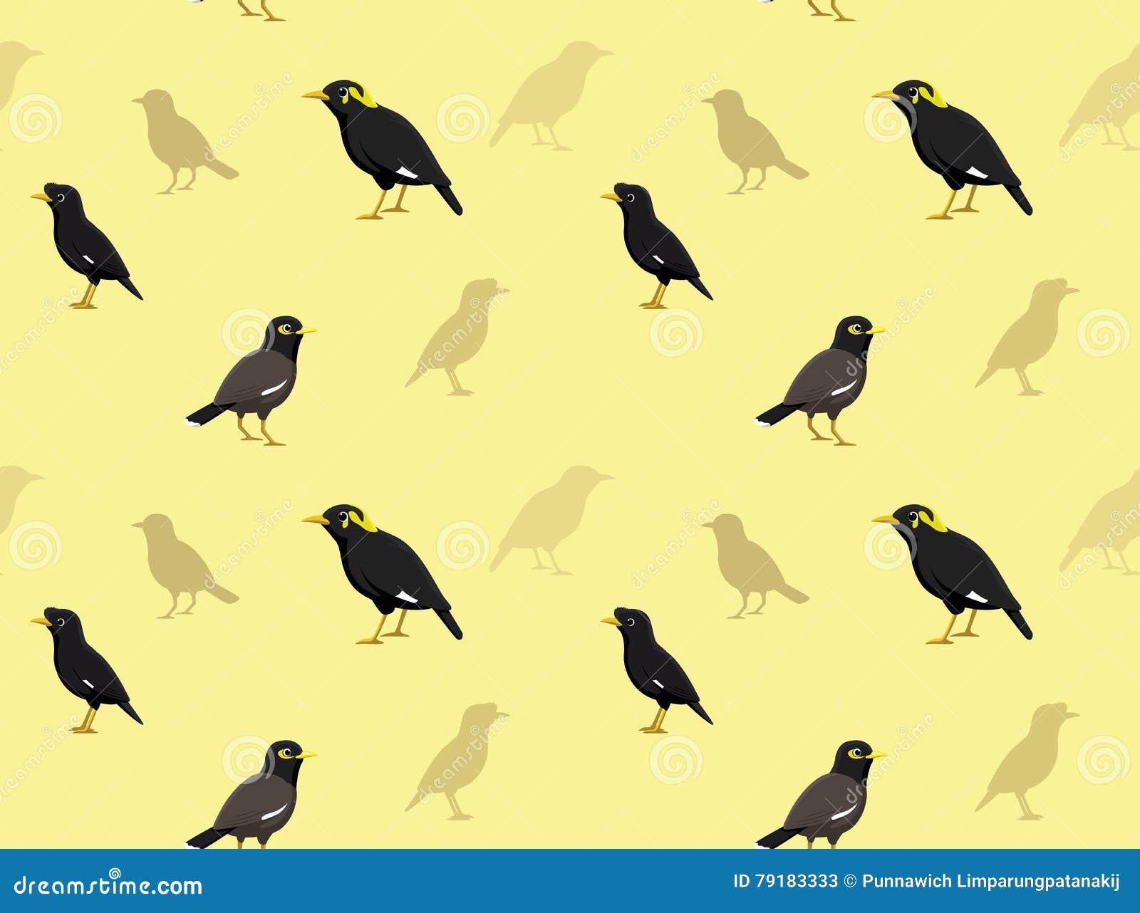 Bird Myna Wallpaper stock vector. Illustration of species - 79183333