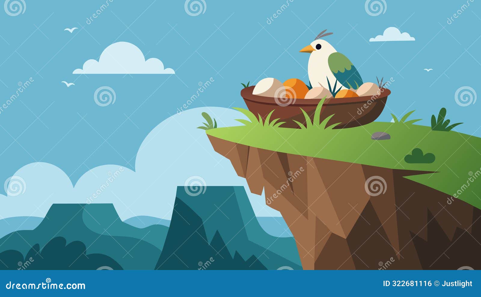 A Bird Nesting On A Cliff Edge Braving The Elements To Protect Its Eggs ...