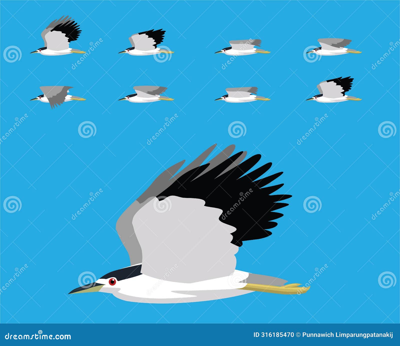 Bird Night Heron Flying Cartoon Vector Animation Frame Stock Vector ...