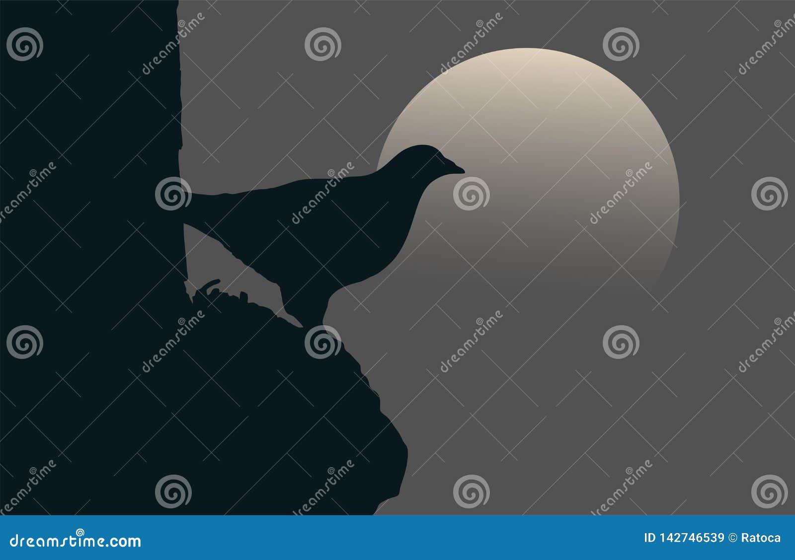 Bird in the Night Illustration Stock Vector - Illustration of branch ...