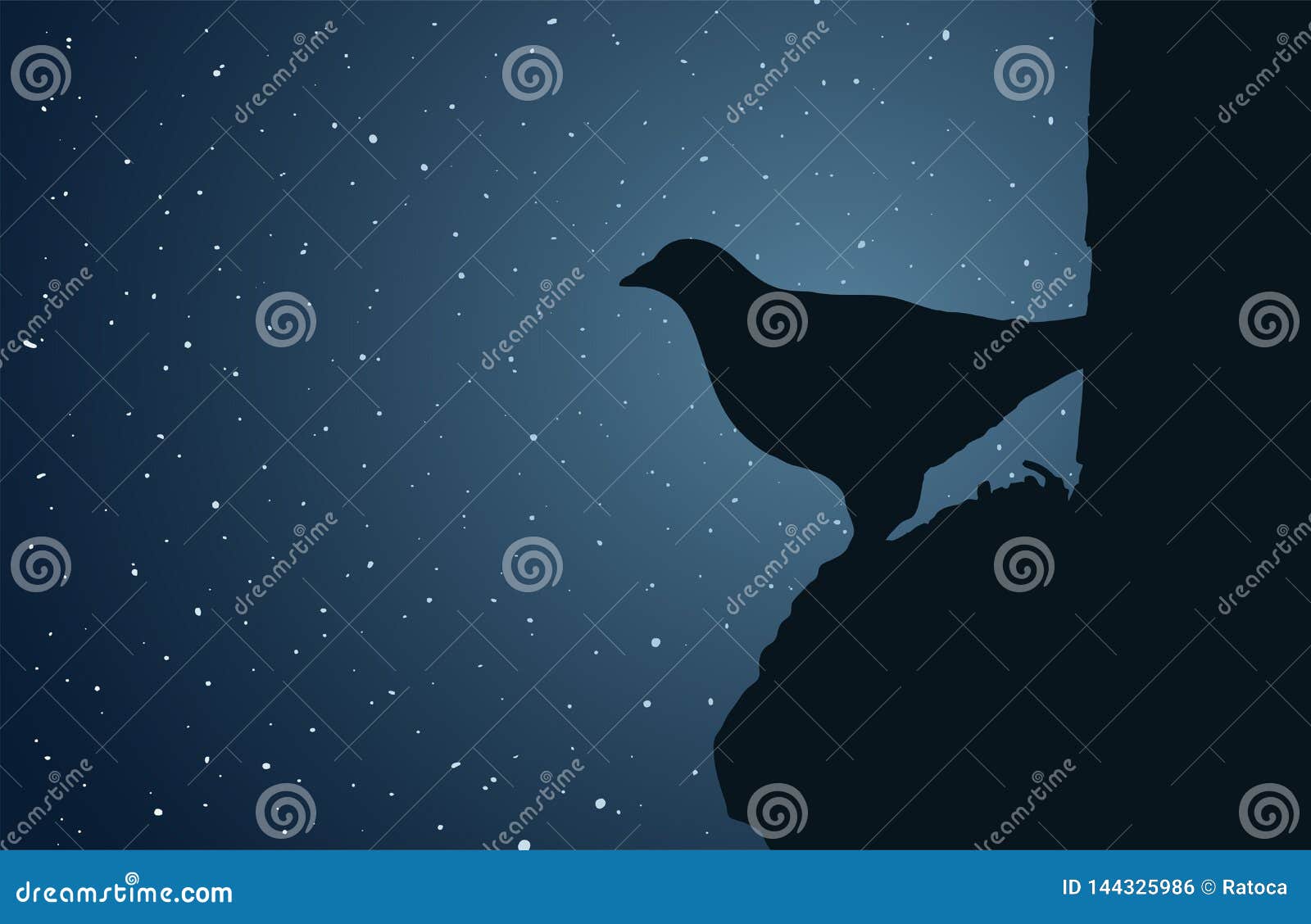 Bird in the Night Illustration Stock Vector - Illustration of bird ...