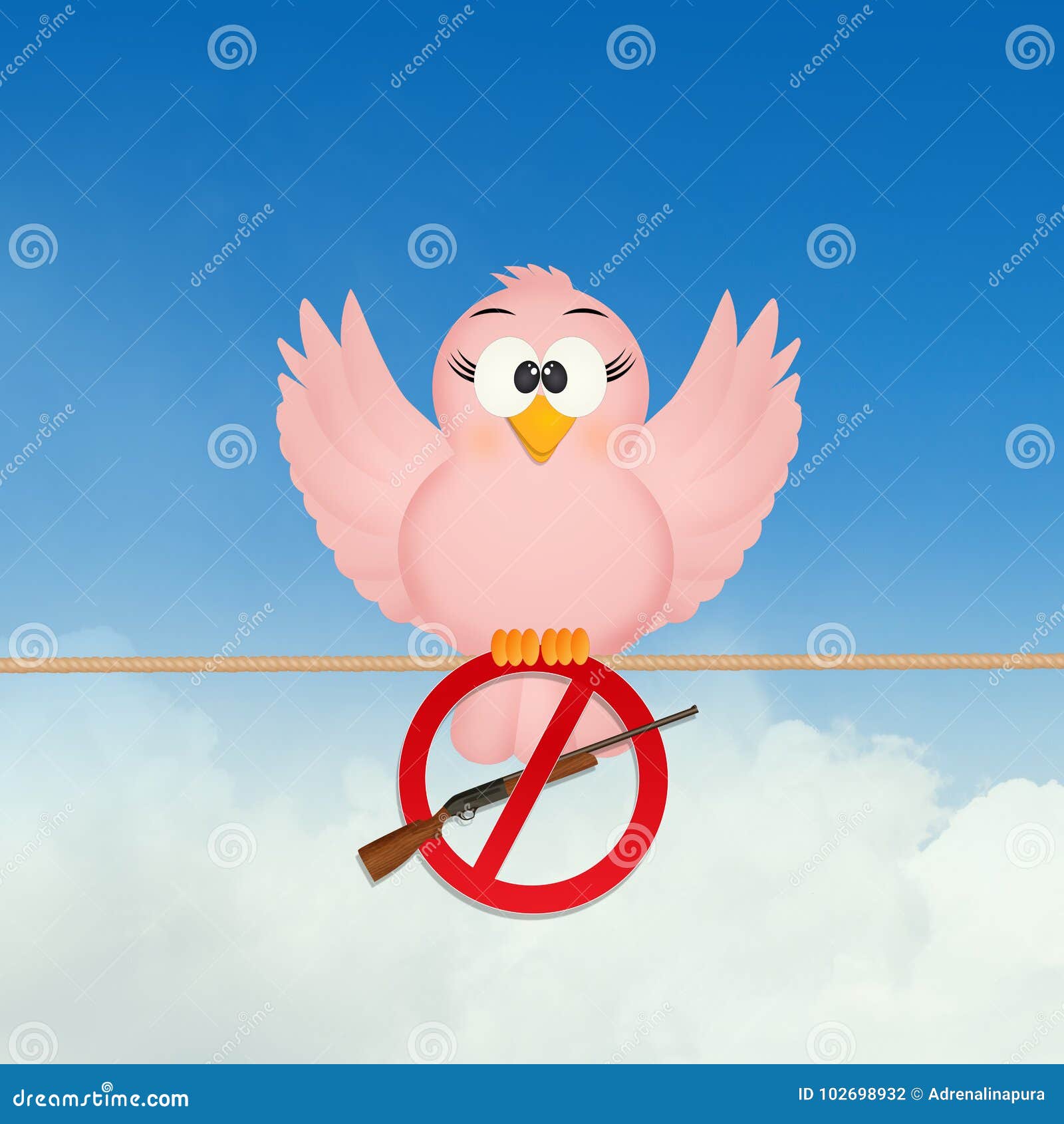 Bird with No Hunting Prohibition Stock Illustration - Illustration of ...