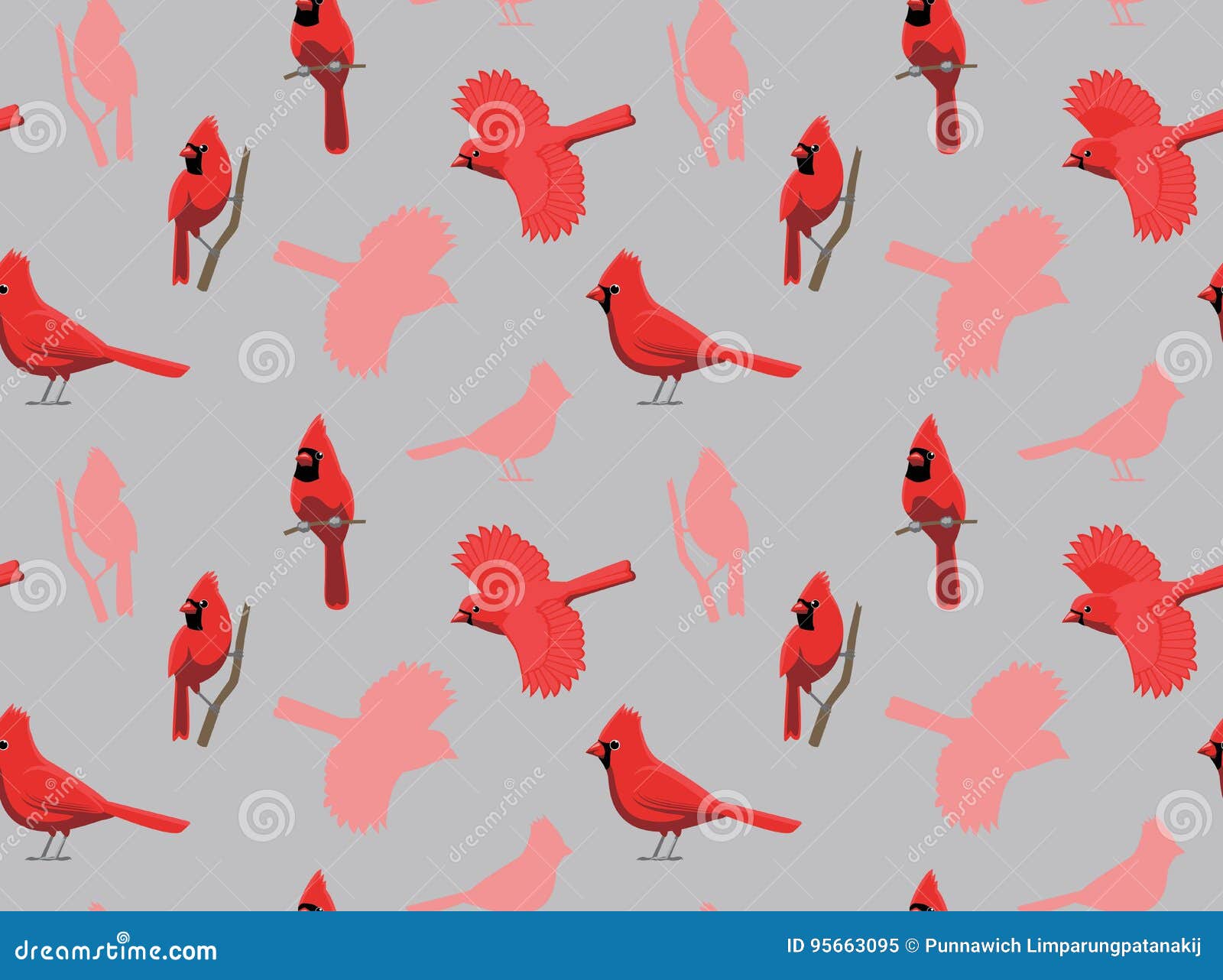 Bird Northern Cardinal Wallpaper Stock Vector - Illustration of shadow ...