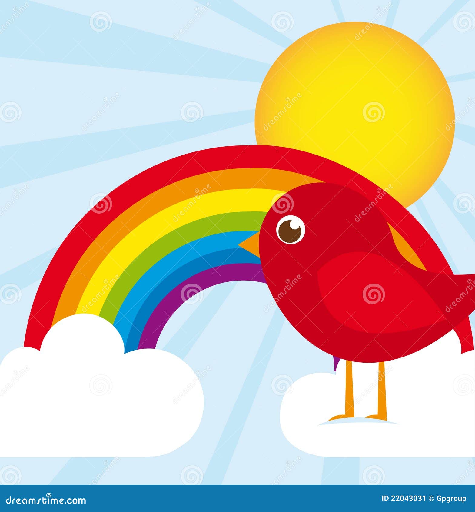 Bird over rainbow stock illustration. Illustration of graphic - 22043031