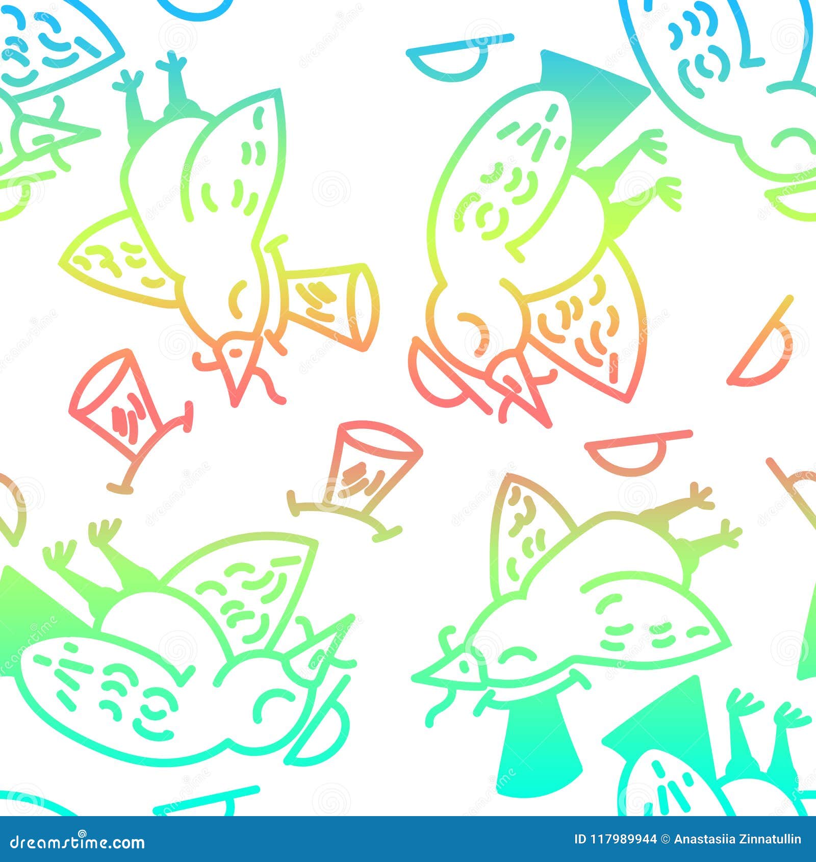 Bird Pattern. Collection of Cute Hand Drawn Birds. Stock Illustration ...