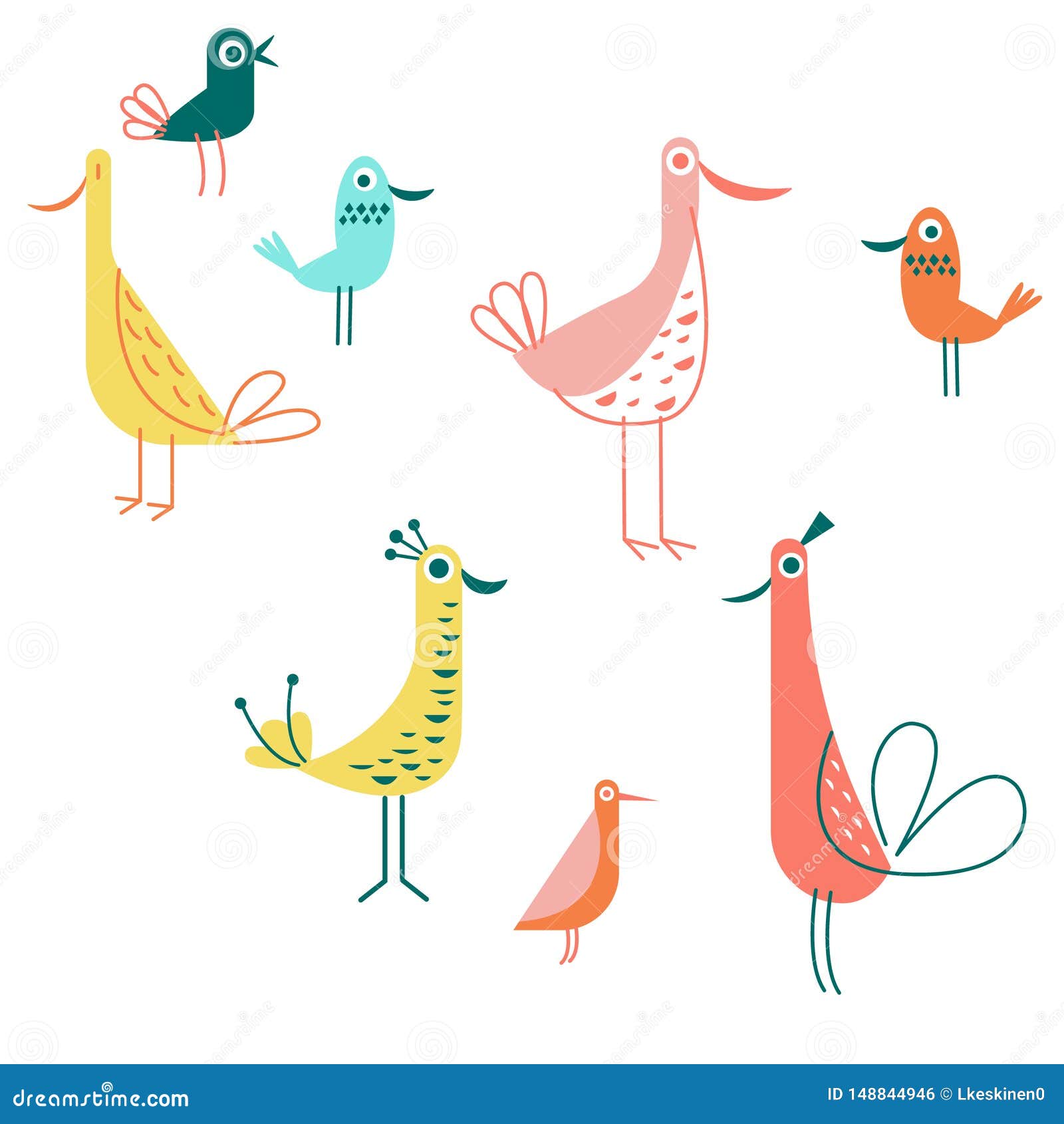 Bird Pattern Flat Illustration on White Stock Vector - Illustration of ...