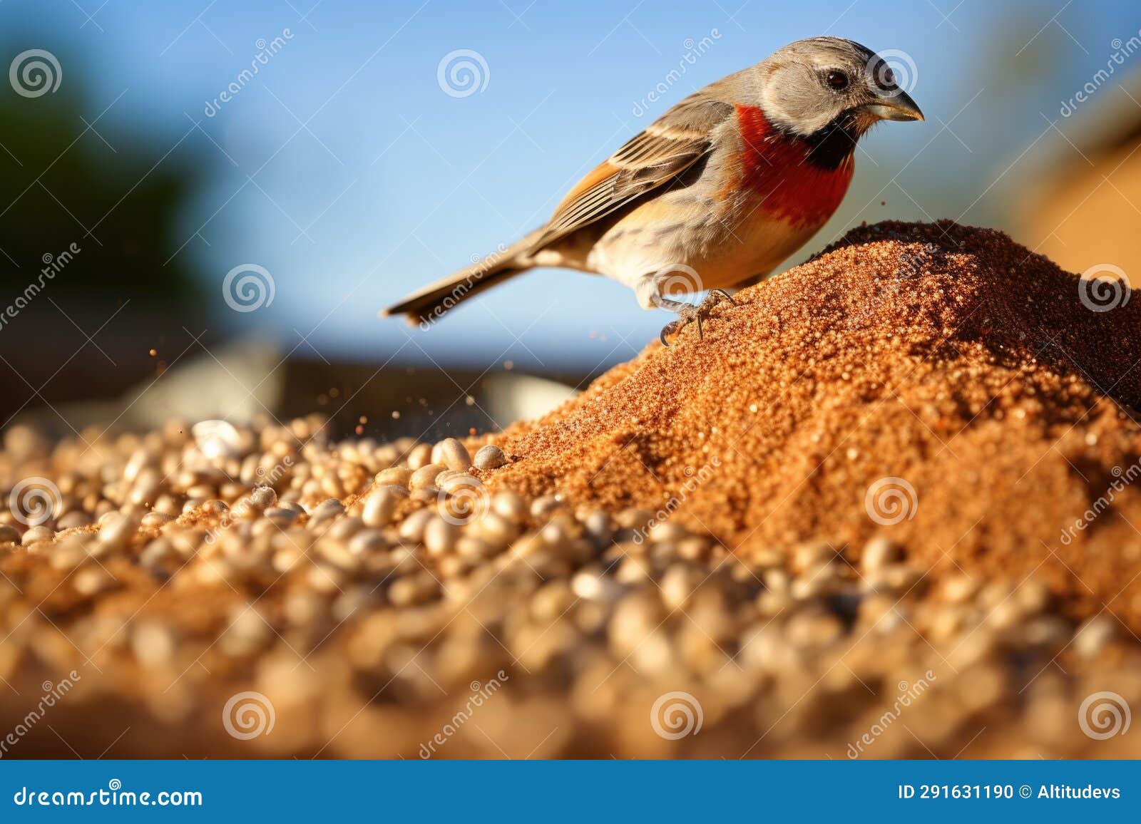 A Bird Pecking at a Large Pile of Seeds Stock Photo - Image of pecking ...
