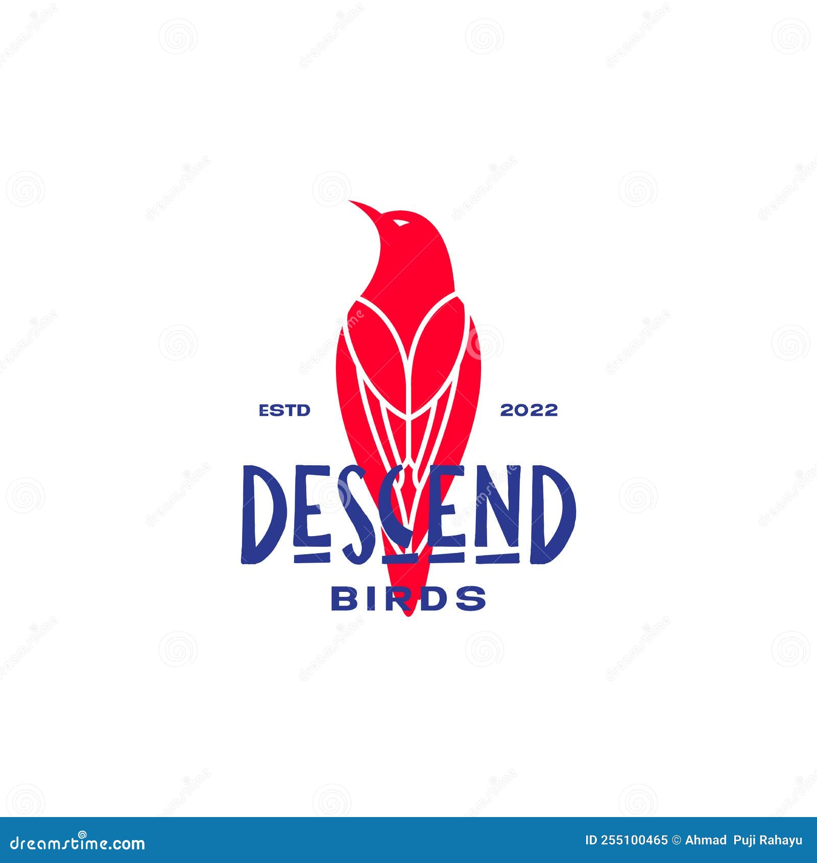 Bird Perch Colored Vintage Logo Design Stock Vector - Illustration of ...