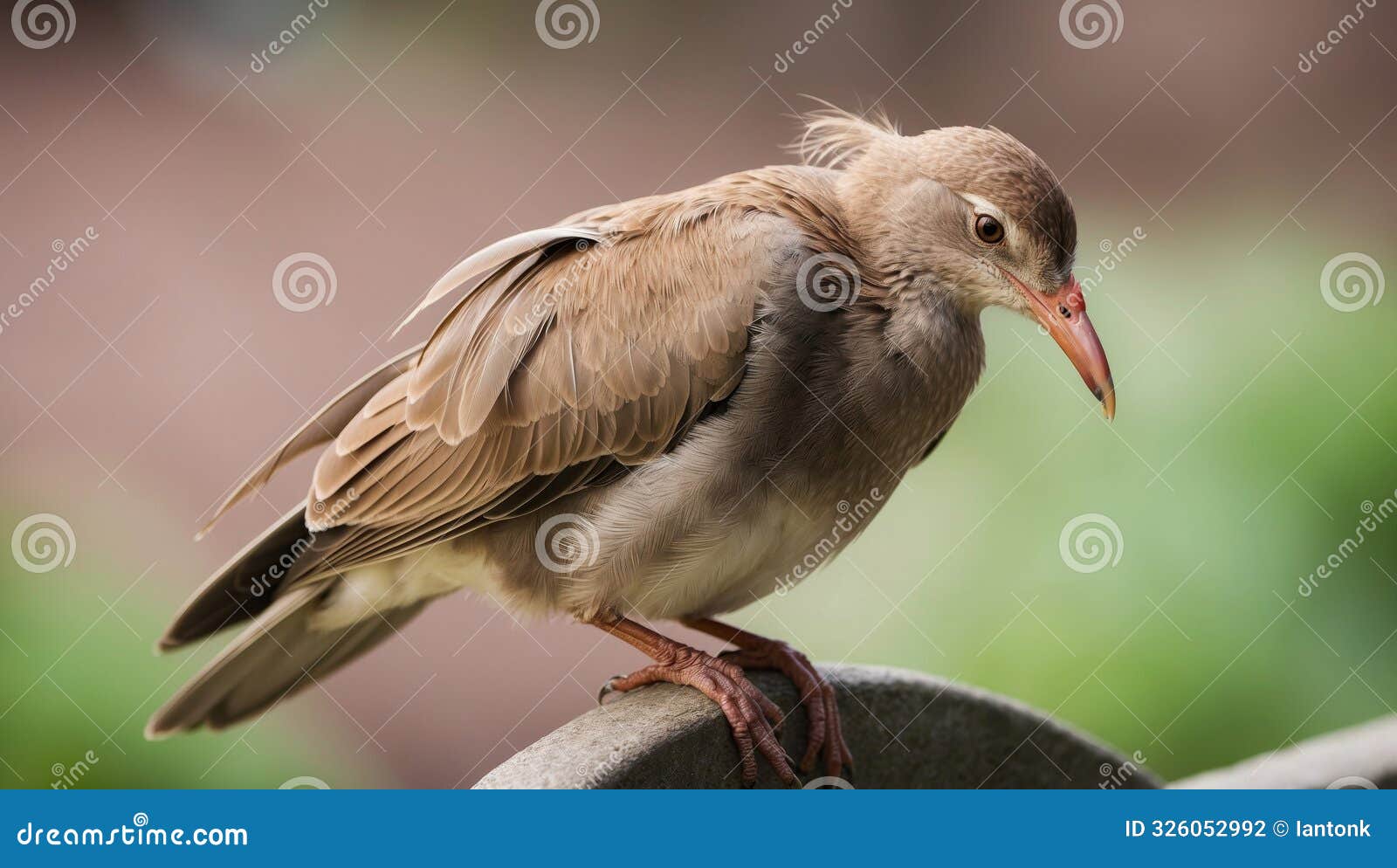 Bird on Perch with Drooping Feathers Stock Illustration - Illustration ...