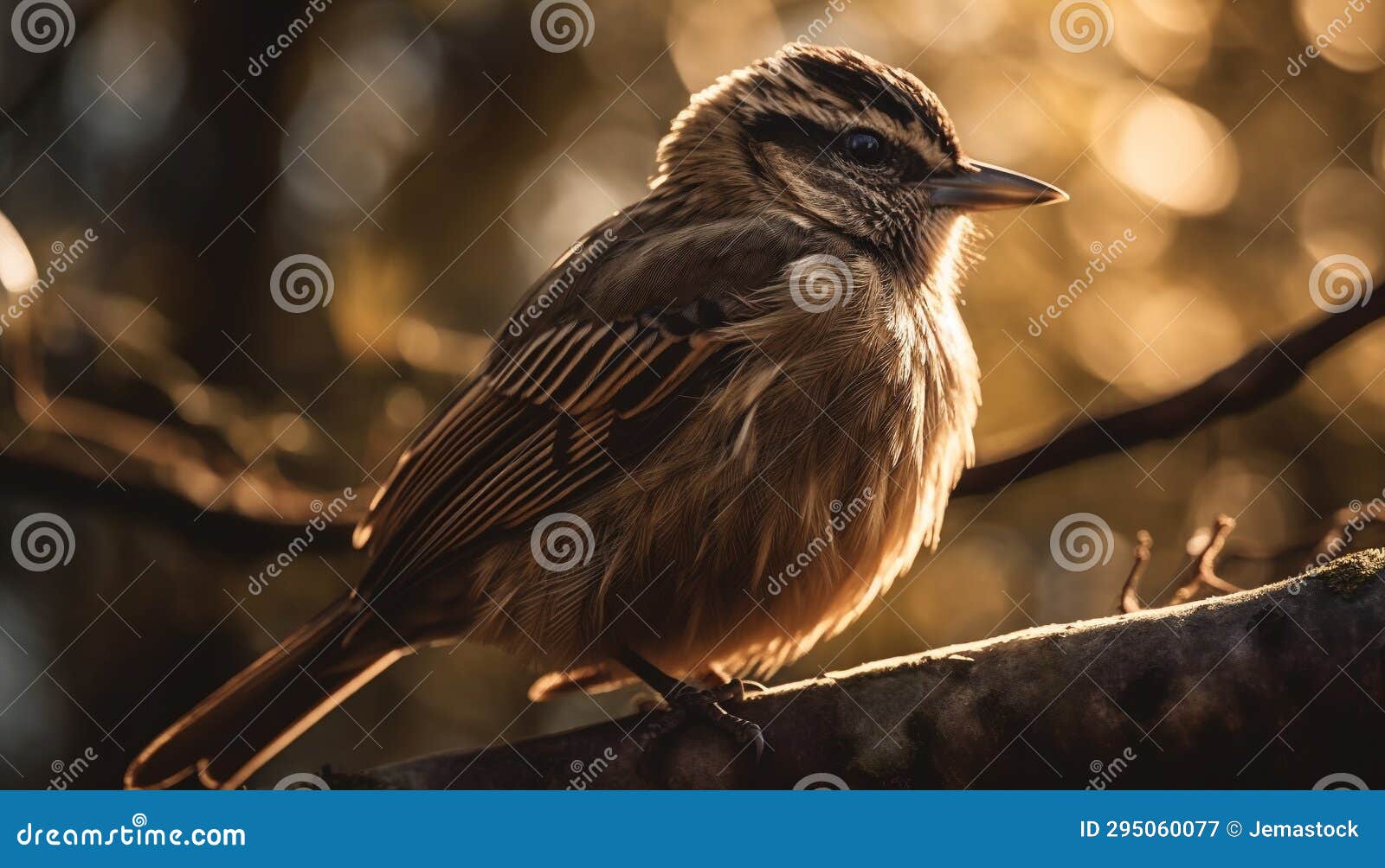 Bird Perching on Branch, Watching Sunset, Singing in Tranquil Forest ...