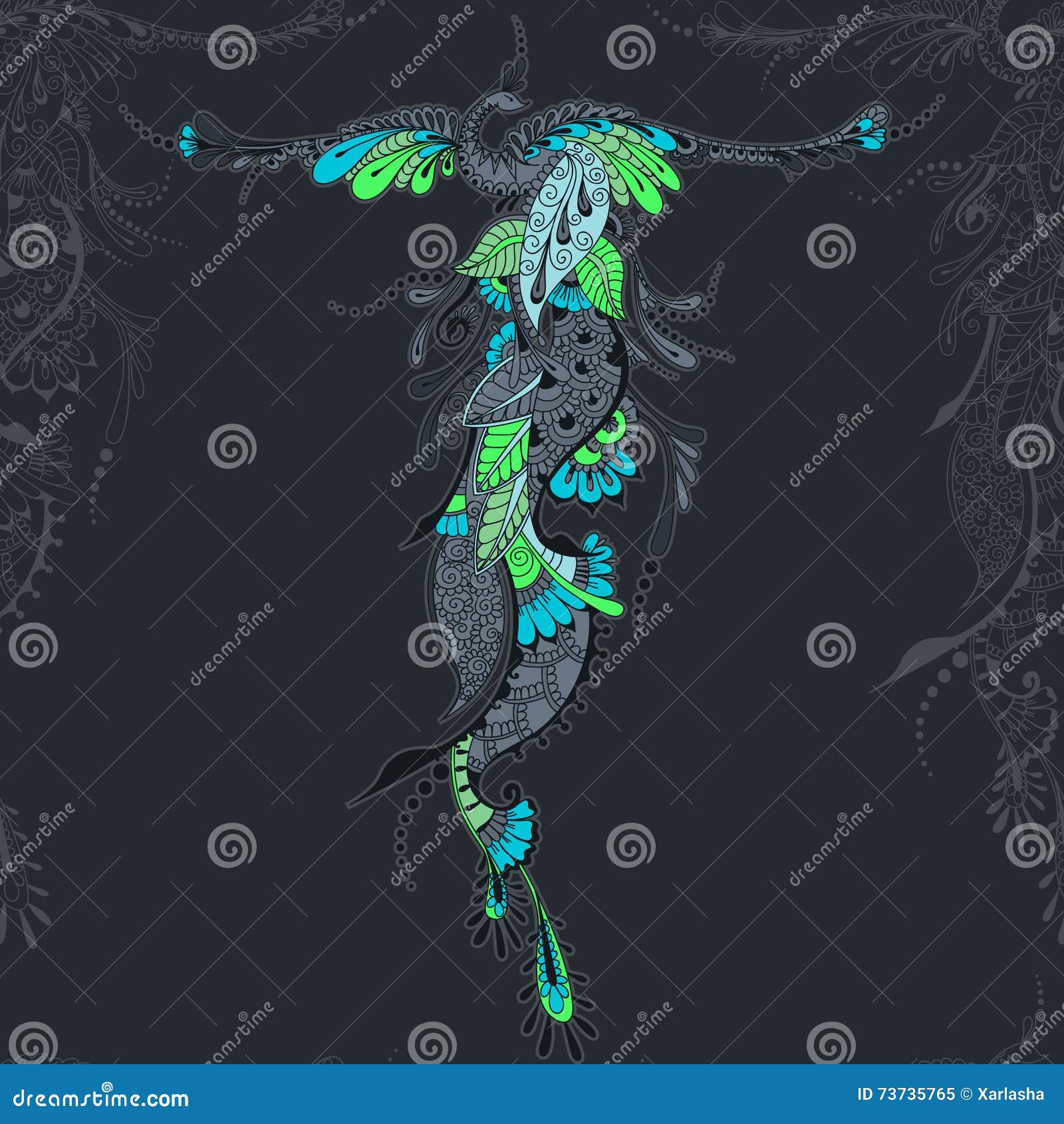 Bird Phoenix Seamless Pattern Stock Vector - Illustration of elegance ...
