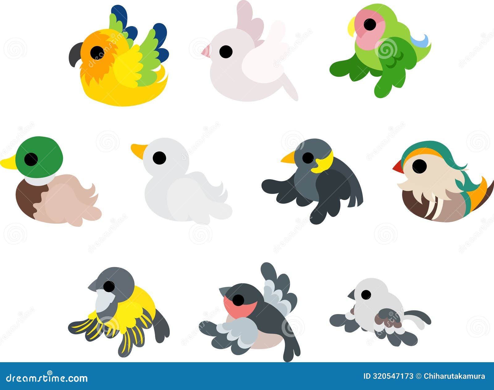The Cute Colorful Bird Icons Stock Vector - Illustration of decoration ...