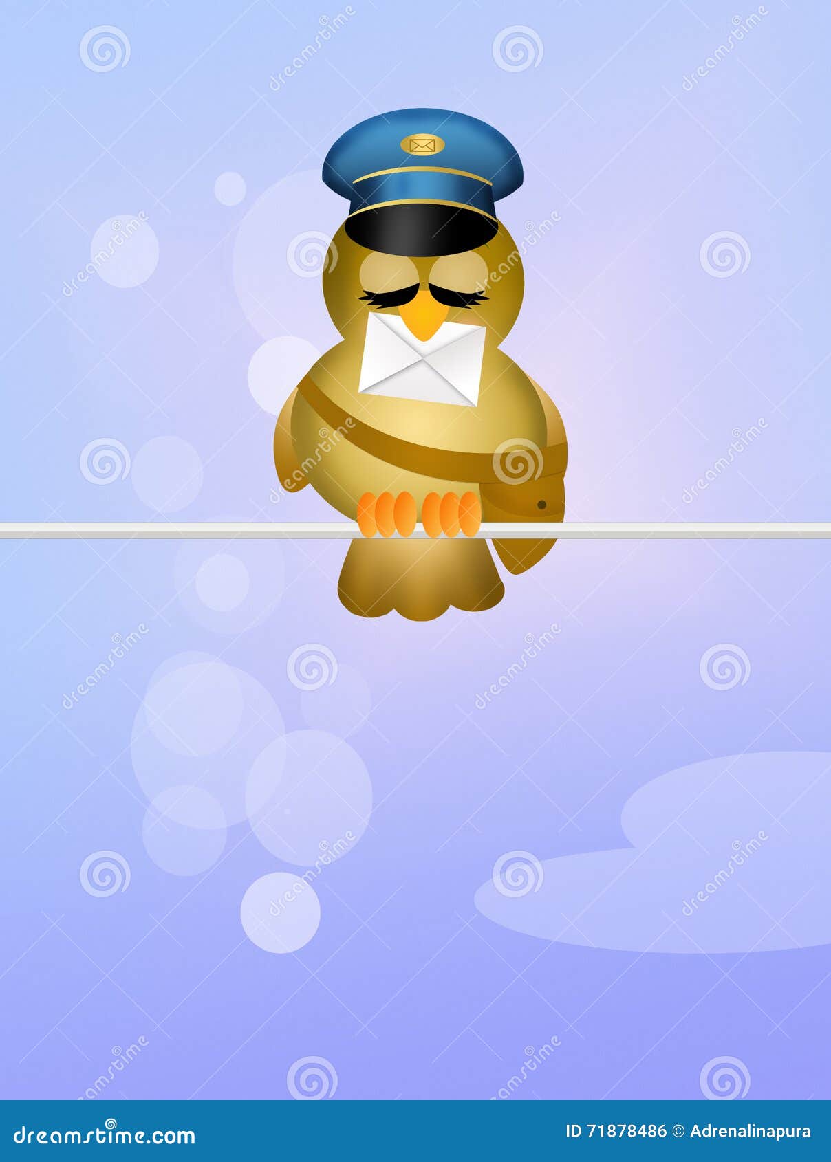 Bird postman stock illustration. Illustration of cute - 71878486