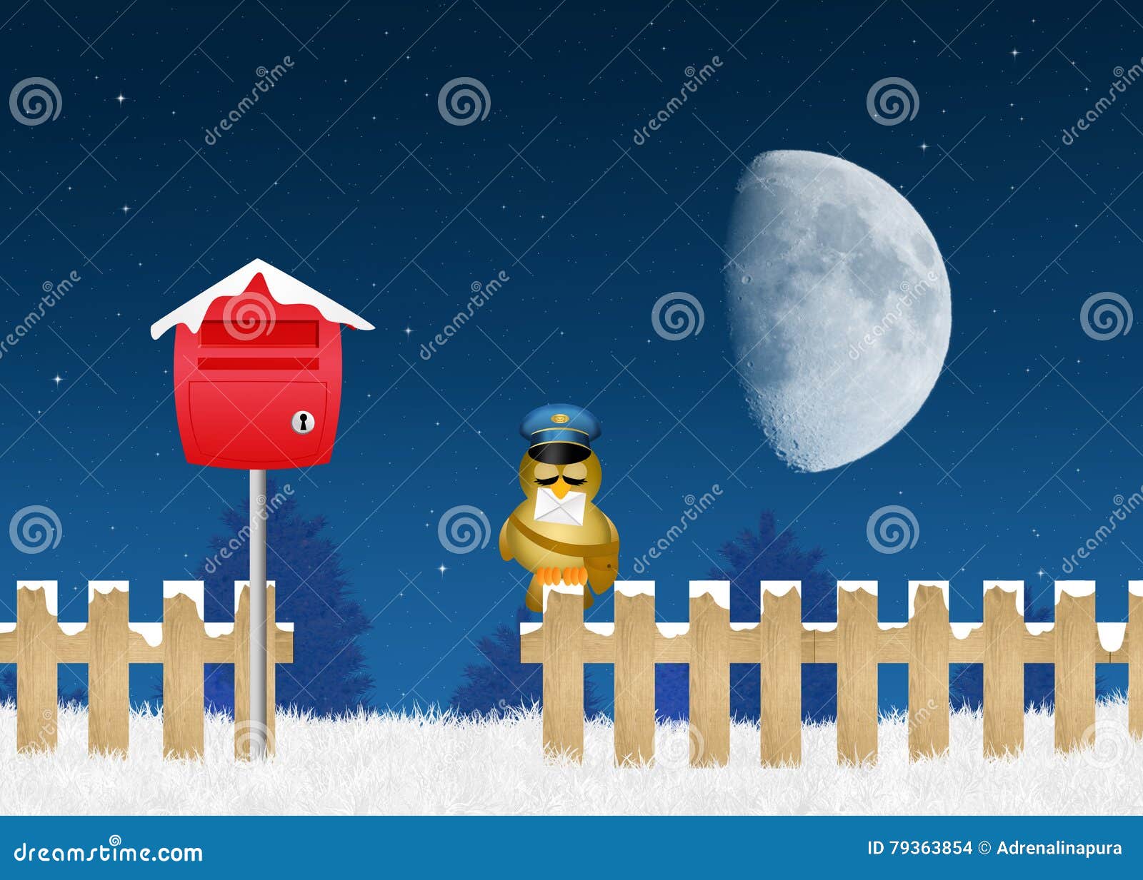 Bird Postman With Letter Of Santa Claus Royalty-Free Stock Image ...