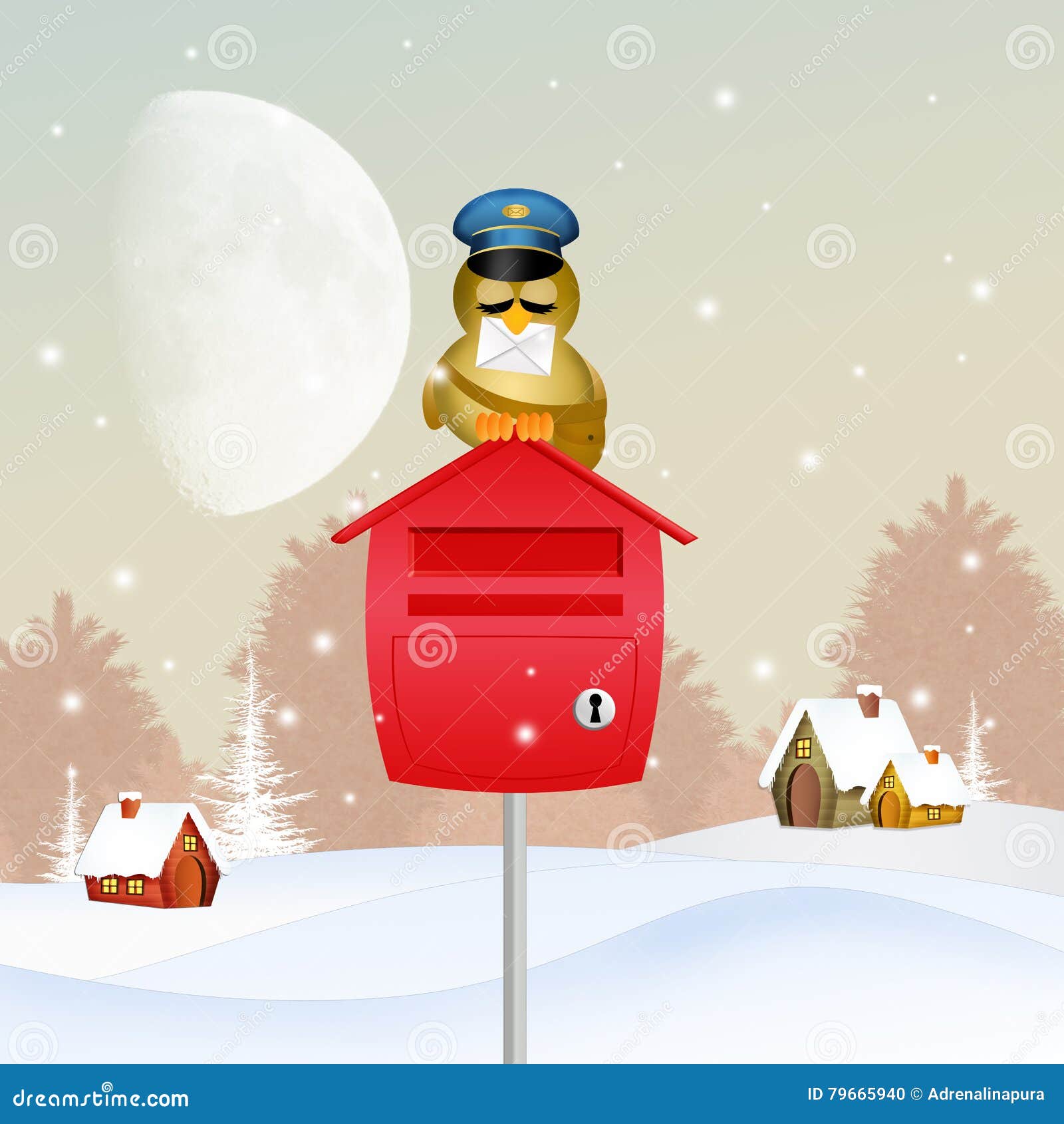Bird Postman With Letter Of Santa Claus Royalty-Free Stock Image ...
