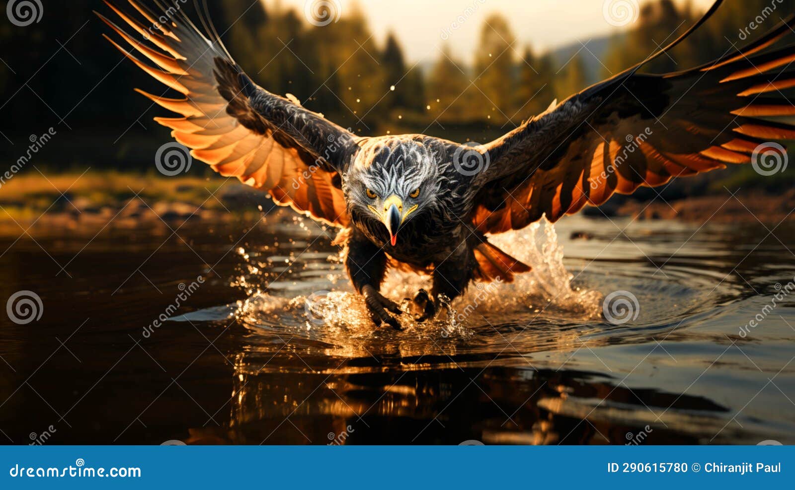 A Bird of Prey Hunting Fish in Water Stock Photo - Image of animal ...