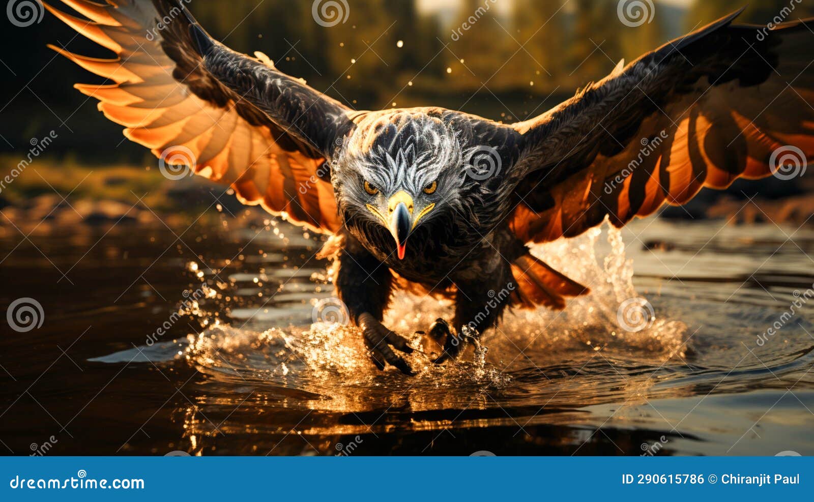 A Bird of Prey Hunting Fish in Water Stock Photo - Image of prey, bird ...