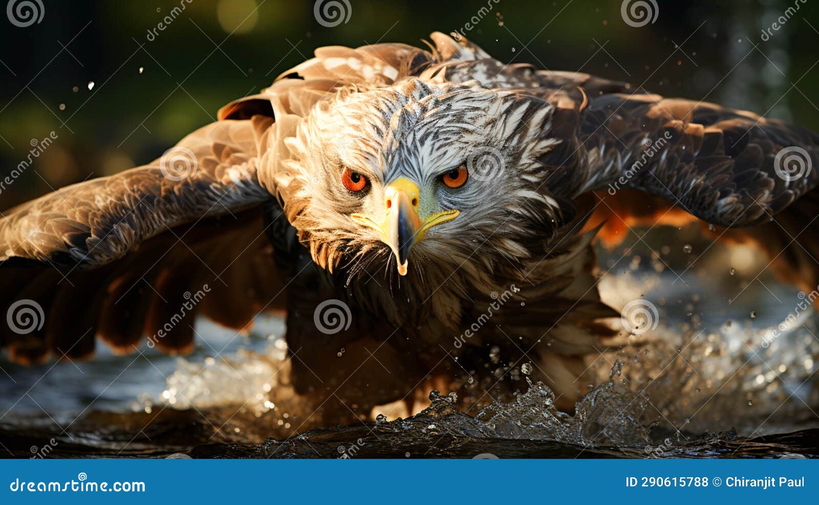 A Bird of Prey Hunting Fish in Water Stock Photo - Image of catch ...