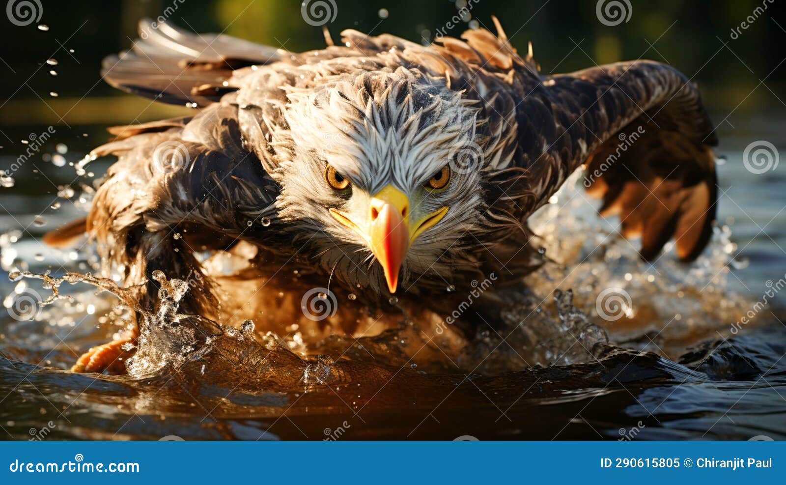 A Bird of Prey Hunting Fish in Water Stock Image - Image of wing ...