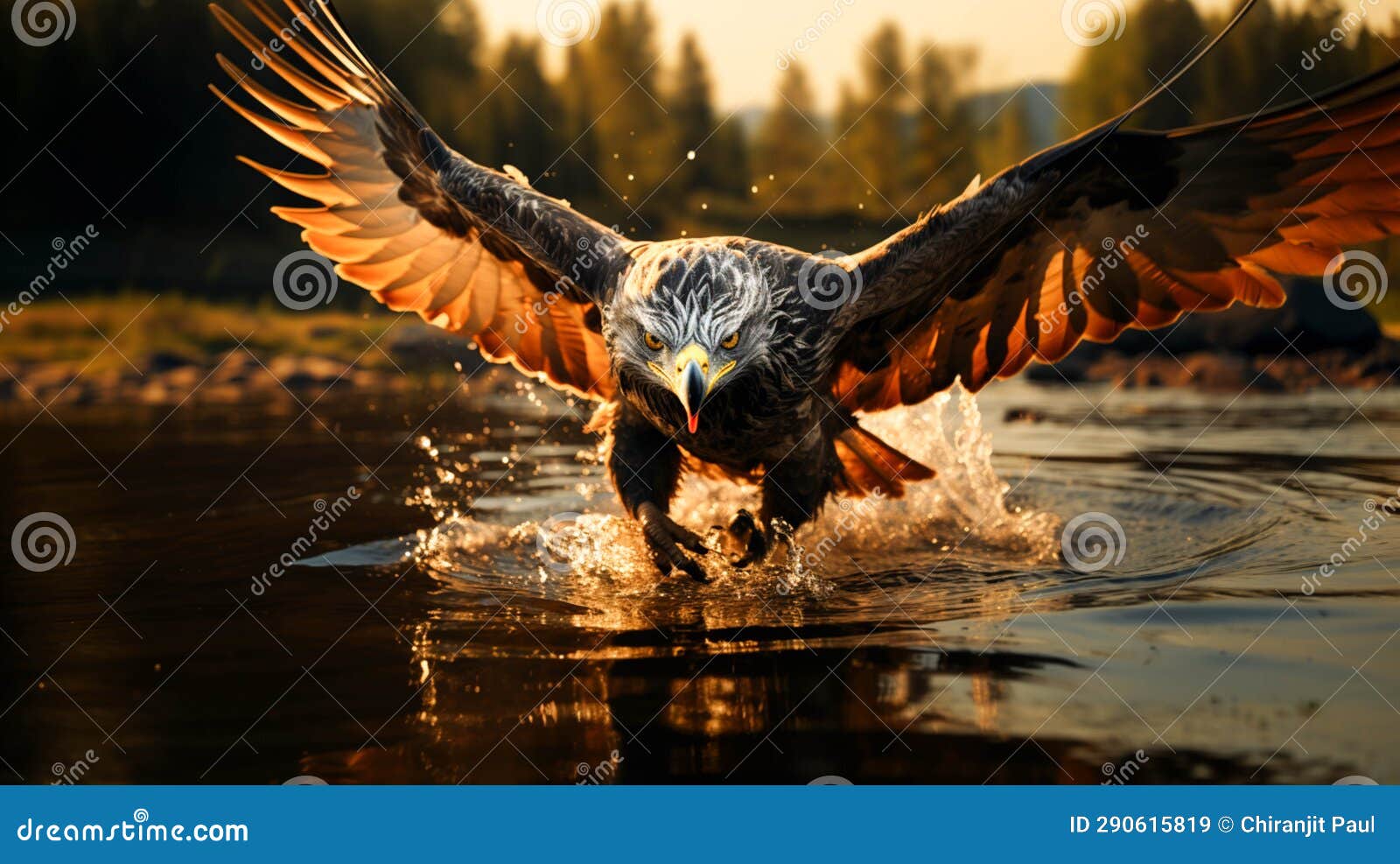 A Bird of Prey Hunting Fish in Water Stock Image - Image of wildlife ...