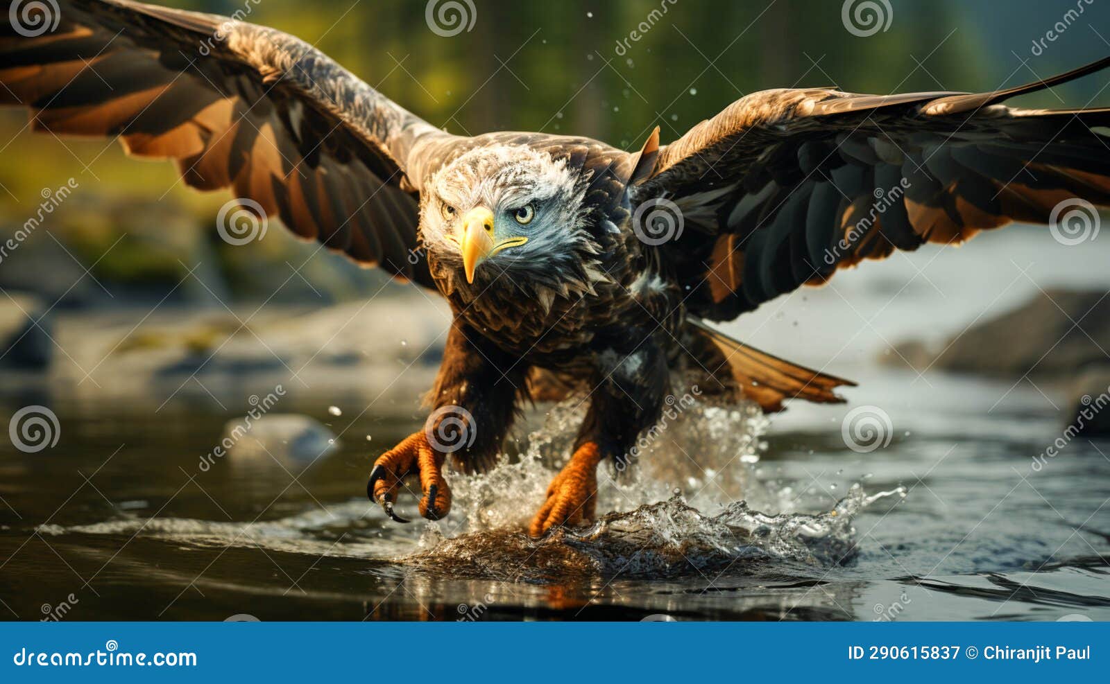 A Bird of Prey Hunting Fish in Water Stock Image - Image of motion ...
