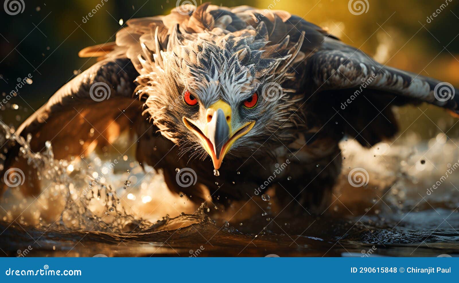 A Bird of Prey Hunting Fish in Water Stock Photo - Image of motion ...