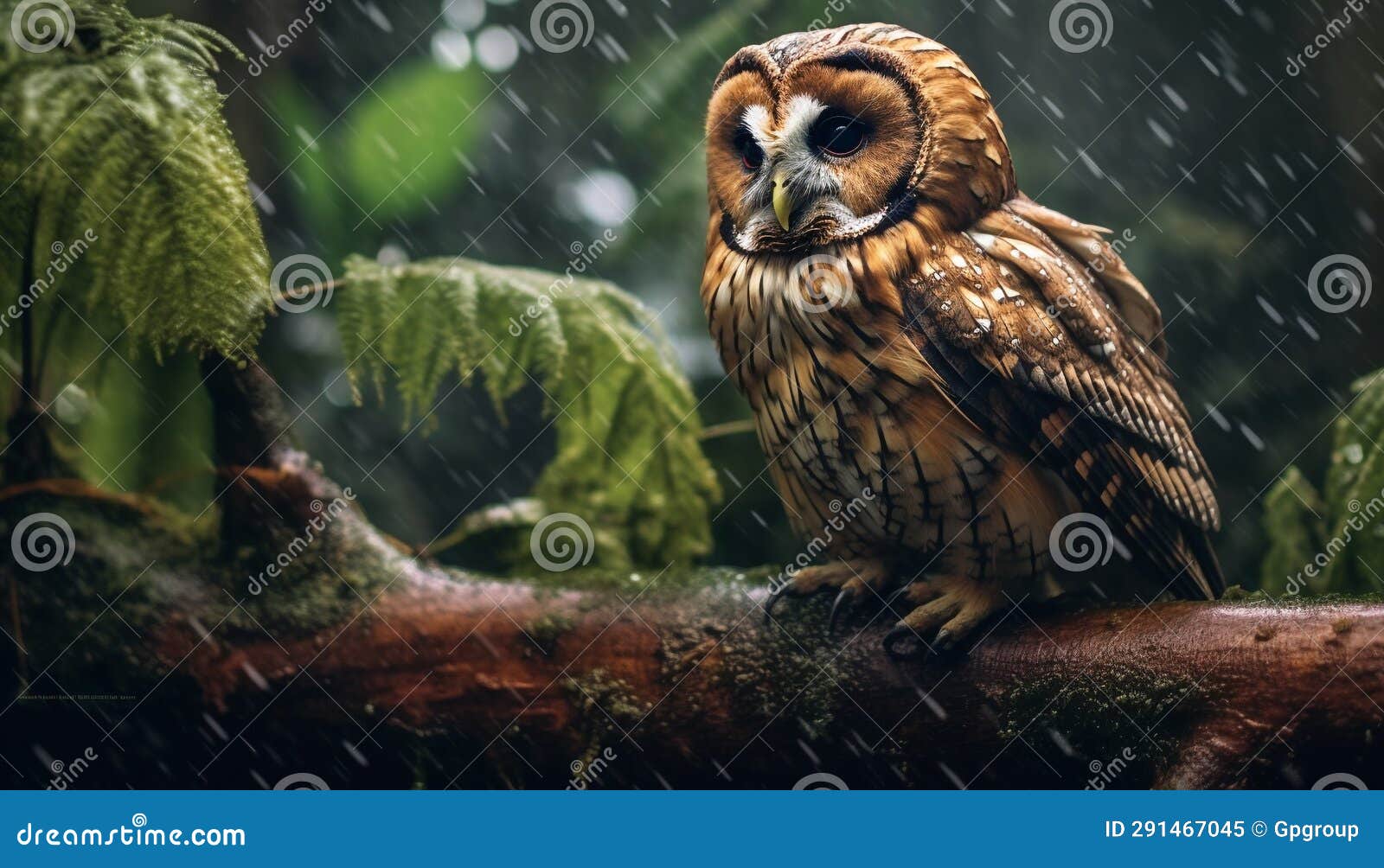 Bird of Prey Perching on Branch, Looking at Camera, in Forest Generated ...