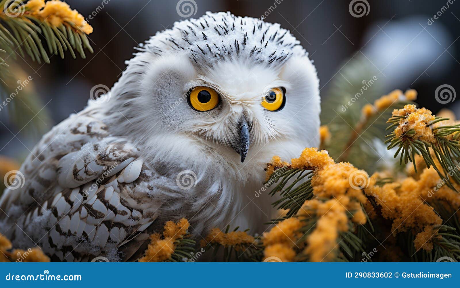 Bird of Prey Perching on Branch, Staring with Intense Eyes Generated by ...