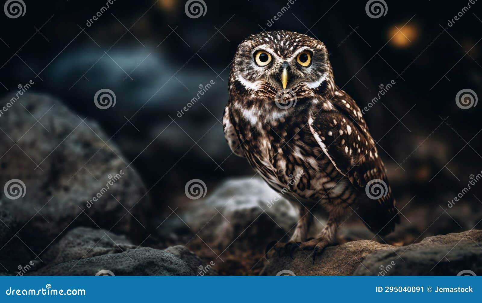 Bird of Prey Perching on Branch, Staring with Intense Eyes Generated by ...