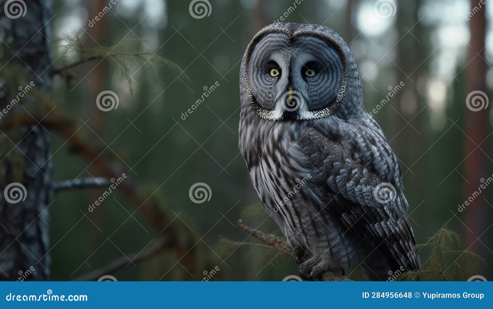 Bird of Prey Perching on Branch, Staring with Intense Yellow Eyes ...