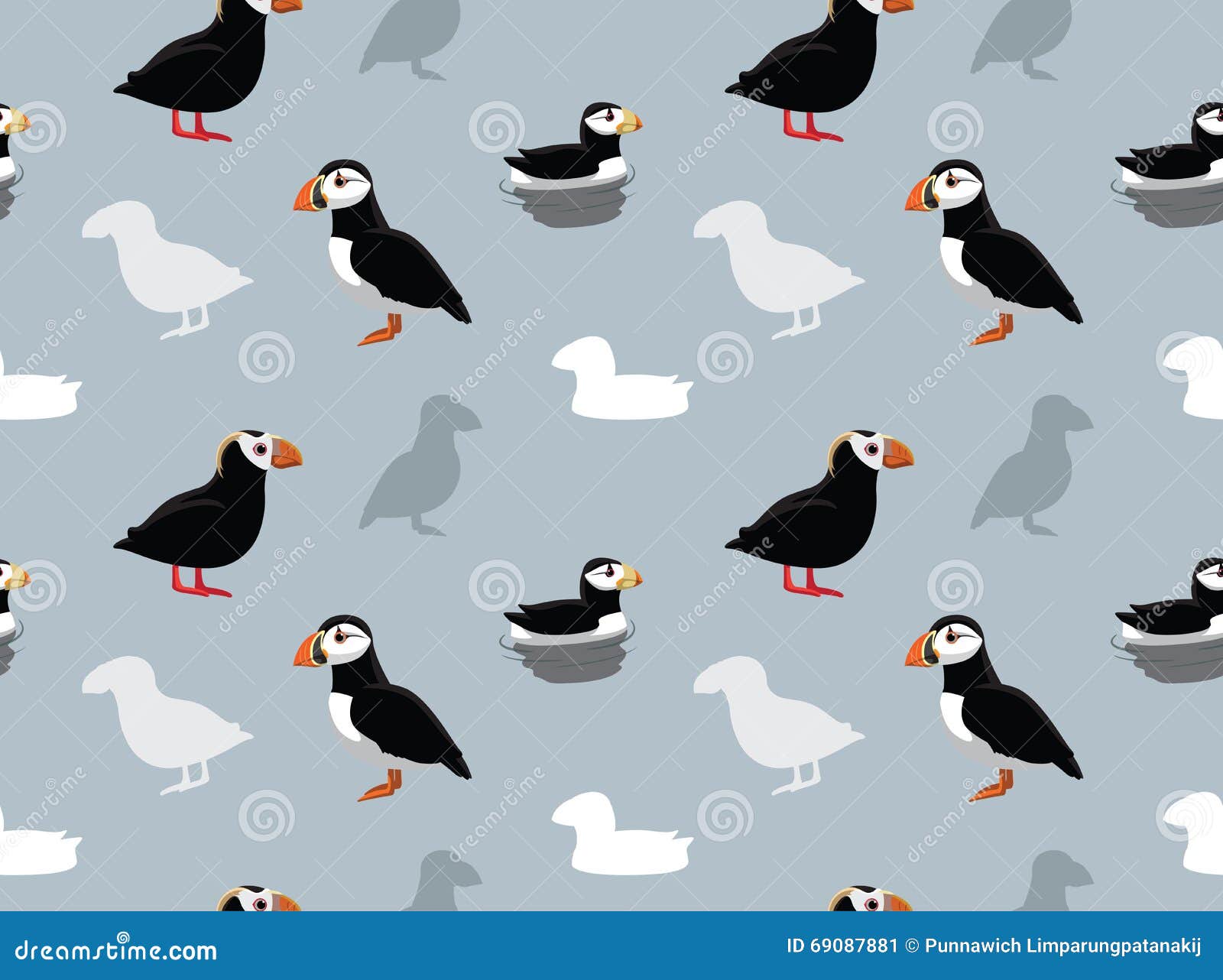 Bird Puffin Wallpaper stock vector. Illustration of float - 69087881