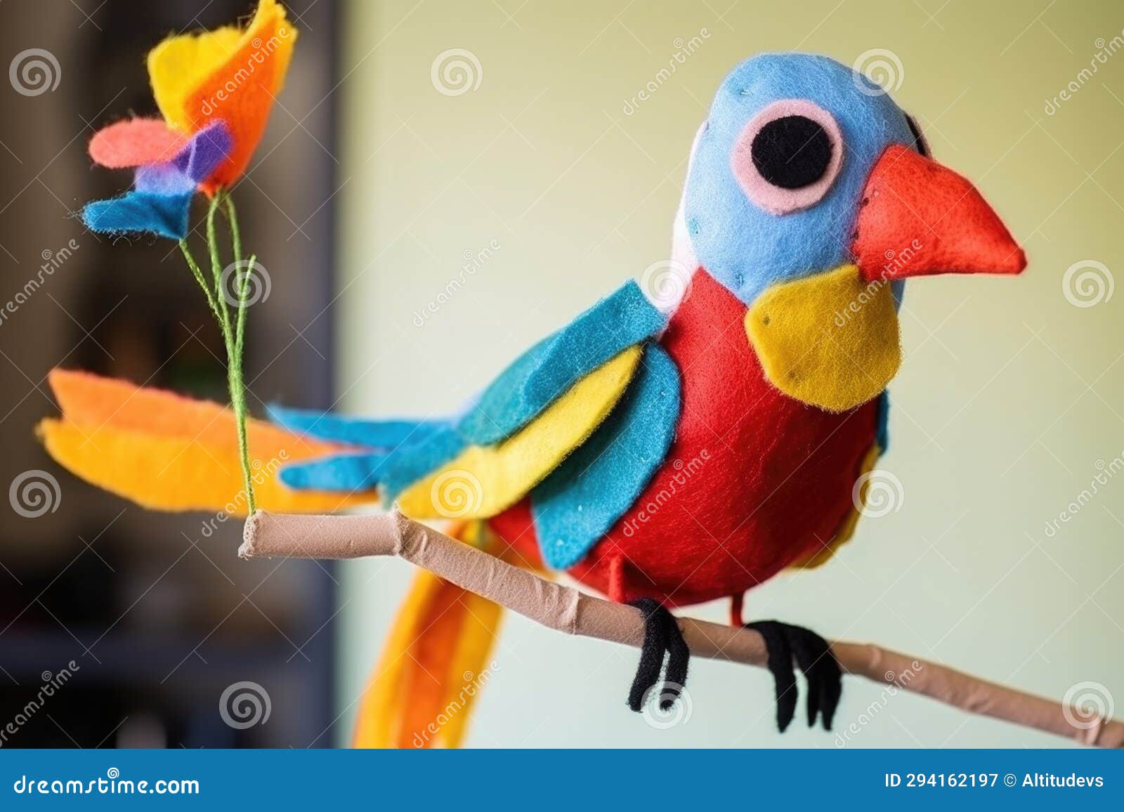 Bird Puppet Made of Colorful Felt Stock Illustration - Illustration of ...