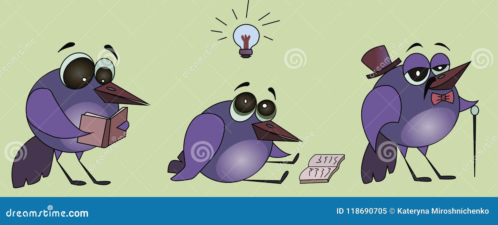 The Bird is Reading a Book. Cartoon Illustration Stock Illustration ...