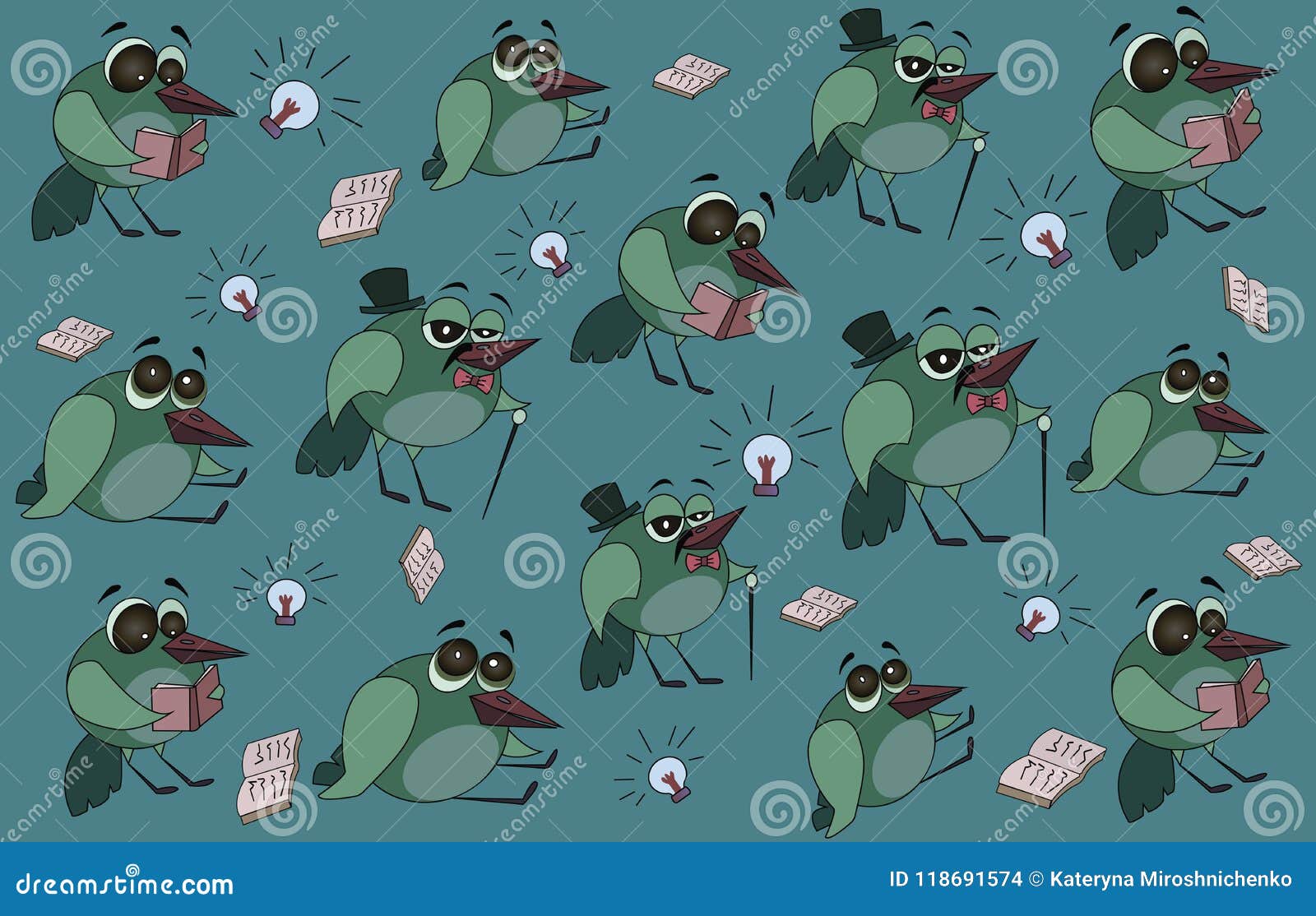 The Bird is Reading a Book. Cartoon Illustration Stock Illustration ...