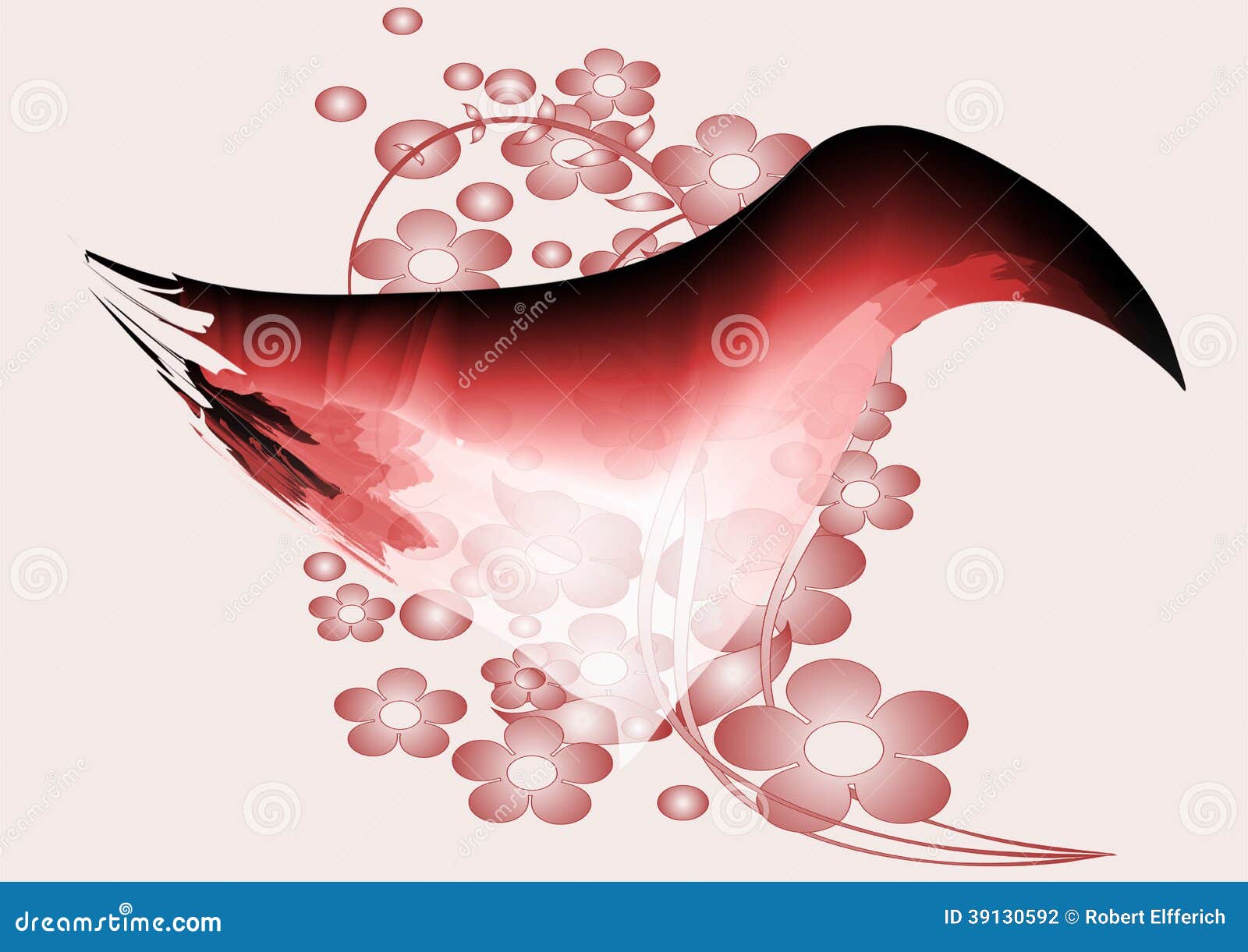Abstract Bird with Red Flowers Stock Illustration - Illustration of ...