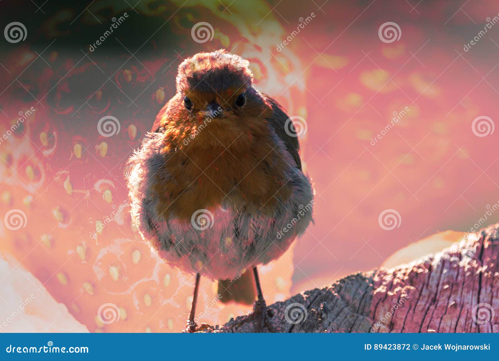 Bird Robin with Strawberry Texture a Stock Photo - Image of somerset ...
