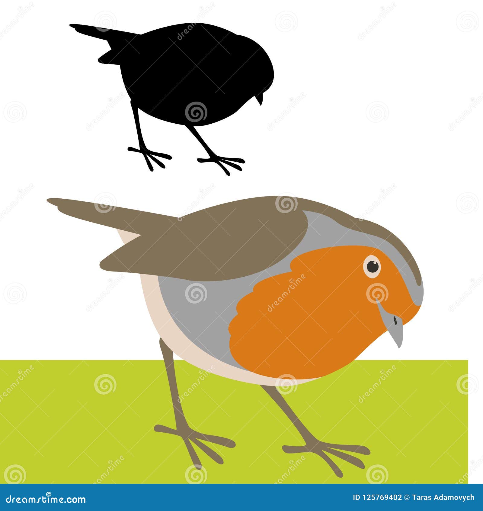 Bird Robin Vector Illustration Flat Style Profile Stock Vector ...